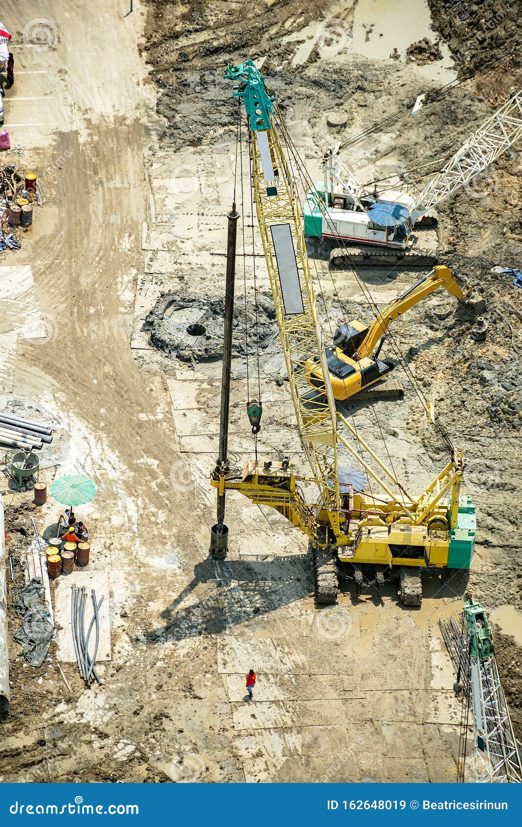 Aerial View of Concrete Bored Piling Work. Stock Image - Image of ...