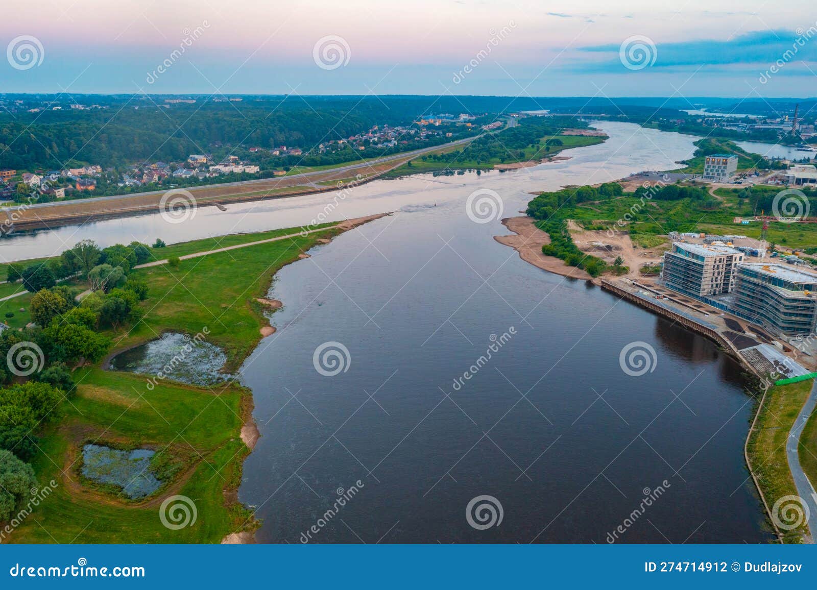 Aerial View of Confluence of Nemunas and Neris Rivers in Kaunas, Stock ...