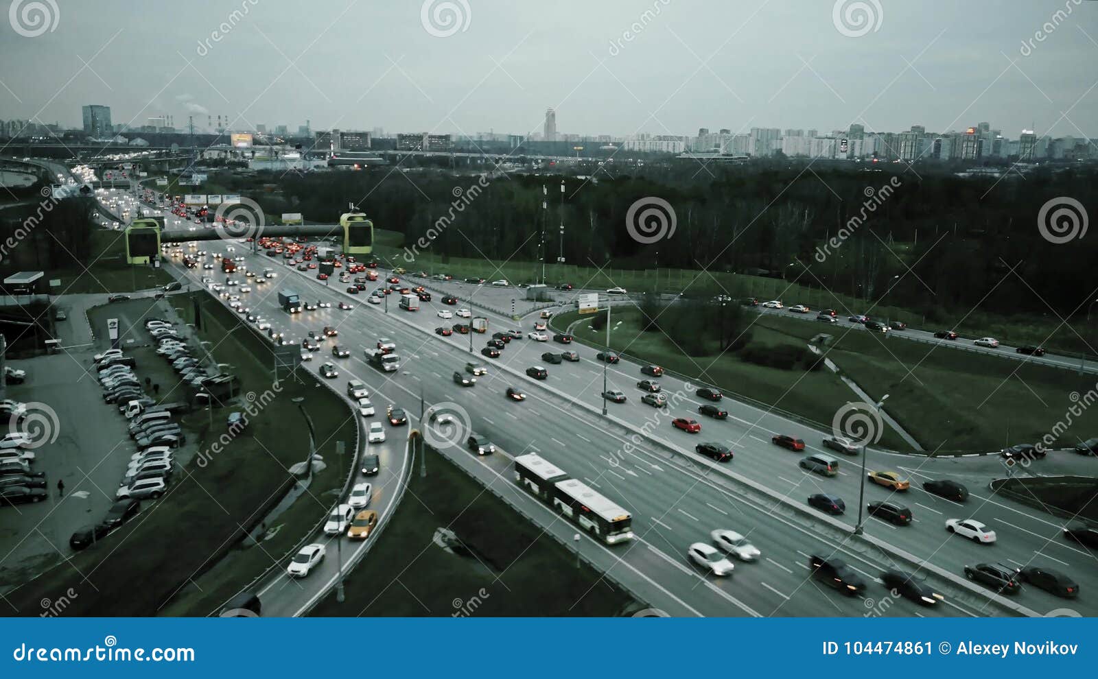 Aerial View of Congested Road Traffic at Big Highway Intersection Stock ...