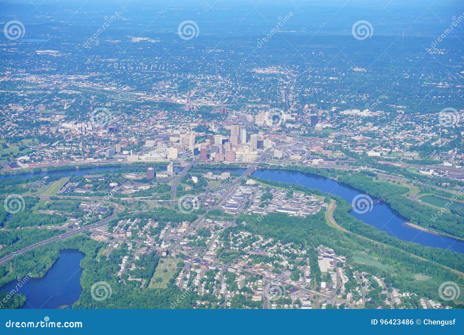 Aerial View of Connecticut River and Hartford Editorial Photo - Image ...