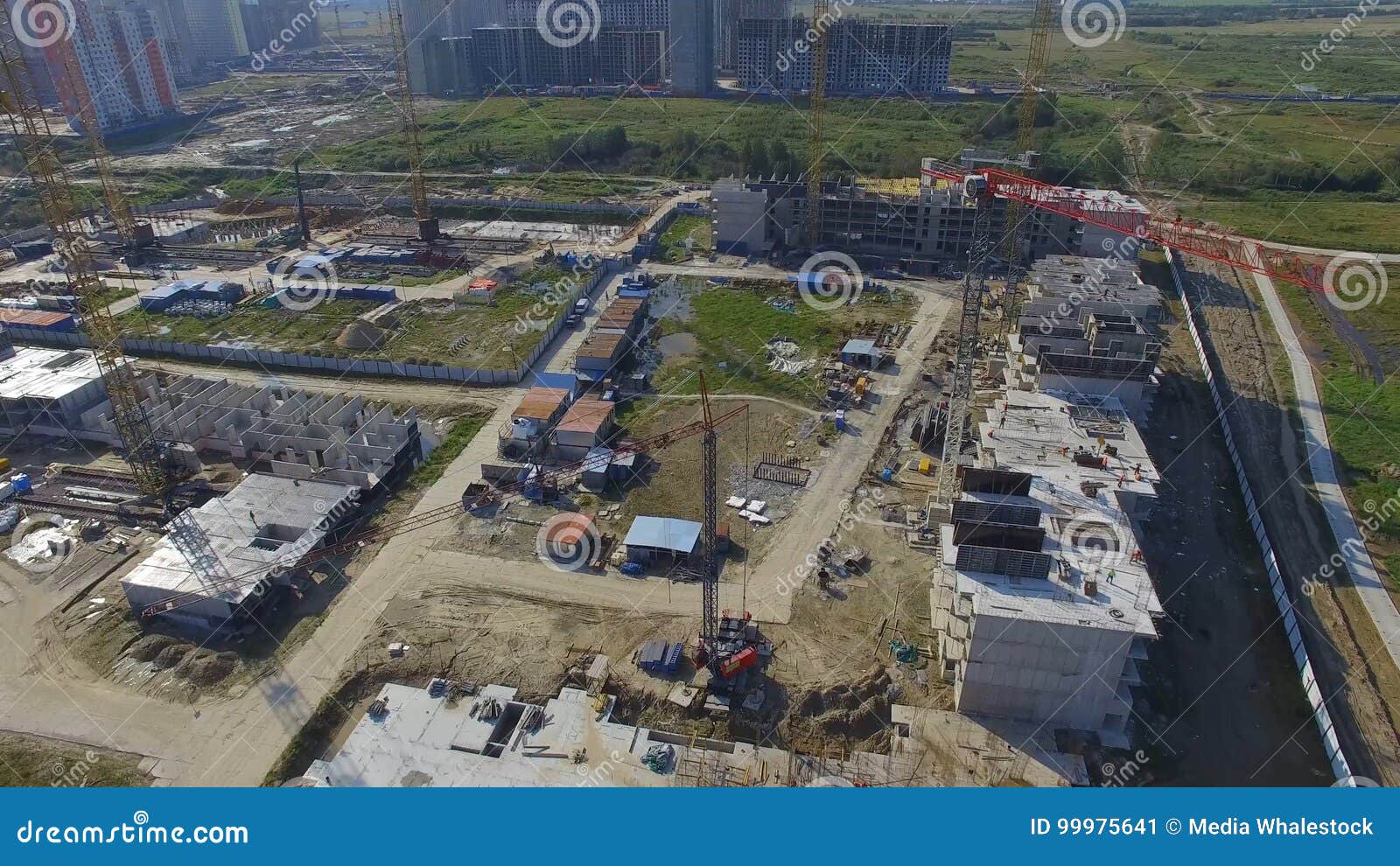 Aerial View on Construction Building. Construction Site Workers, Aerial ... Aerial View on Construction Building. Construction Site Workers, Aerial ...