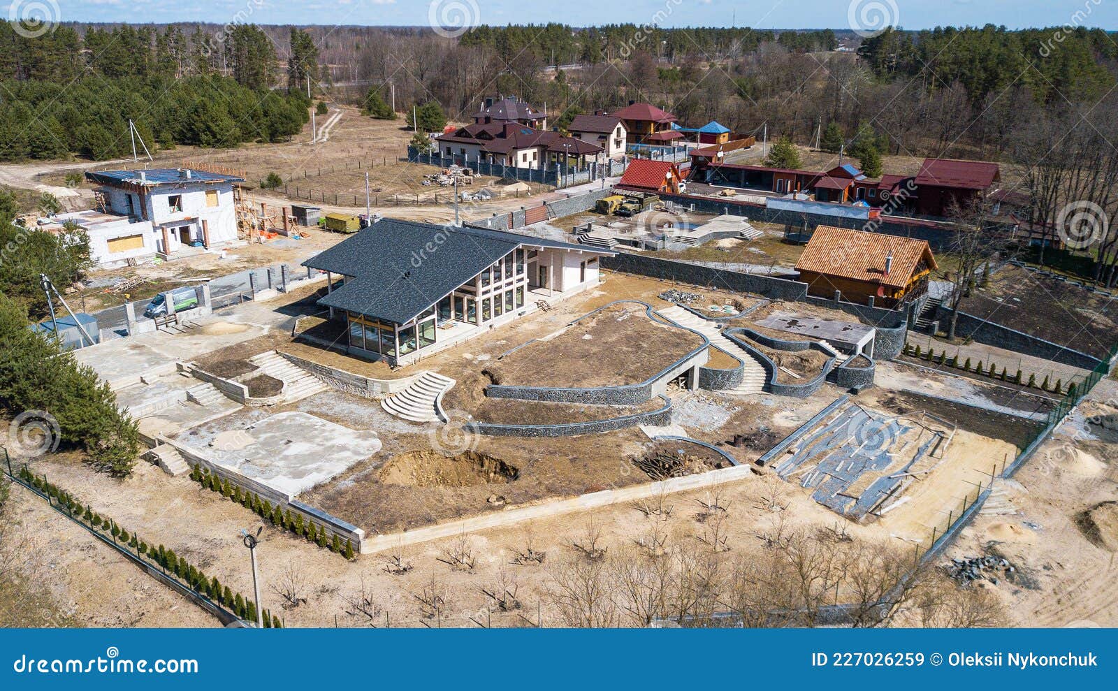 Aerial View of Construction of a Country House Stock Image - Image of ...