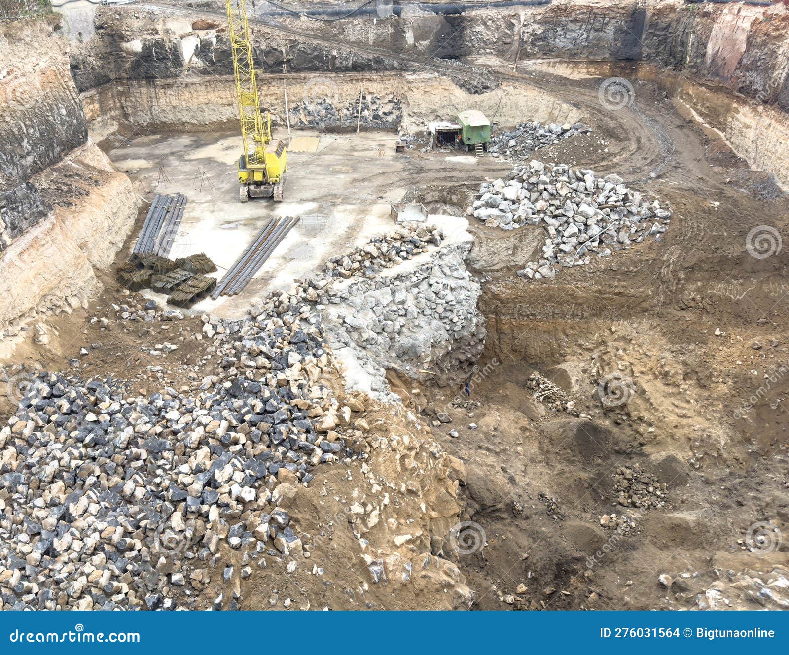 Aerial View Construction Site with a Foundation Pit of Complex. Pit ...