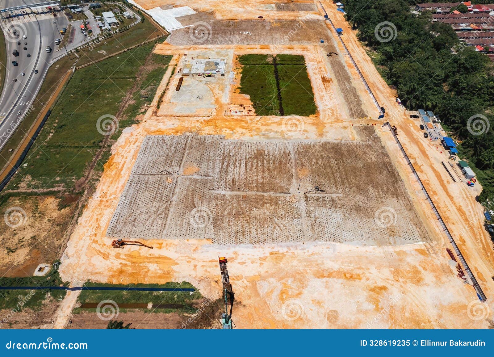 Aerial View of Construction Site Ground Process, Showing Progress in ...