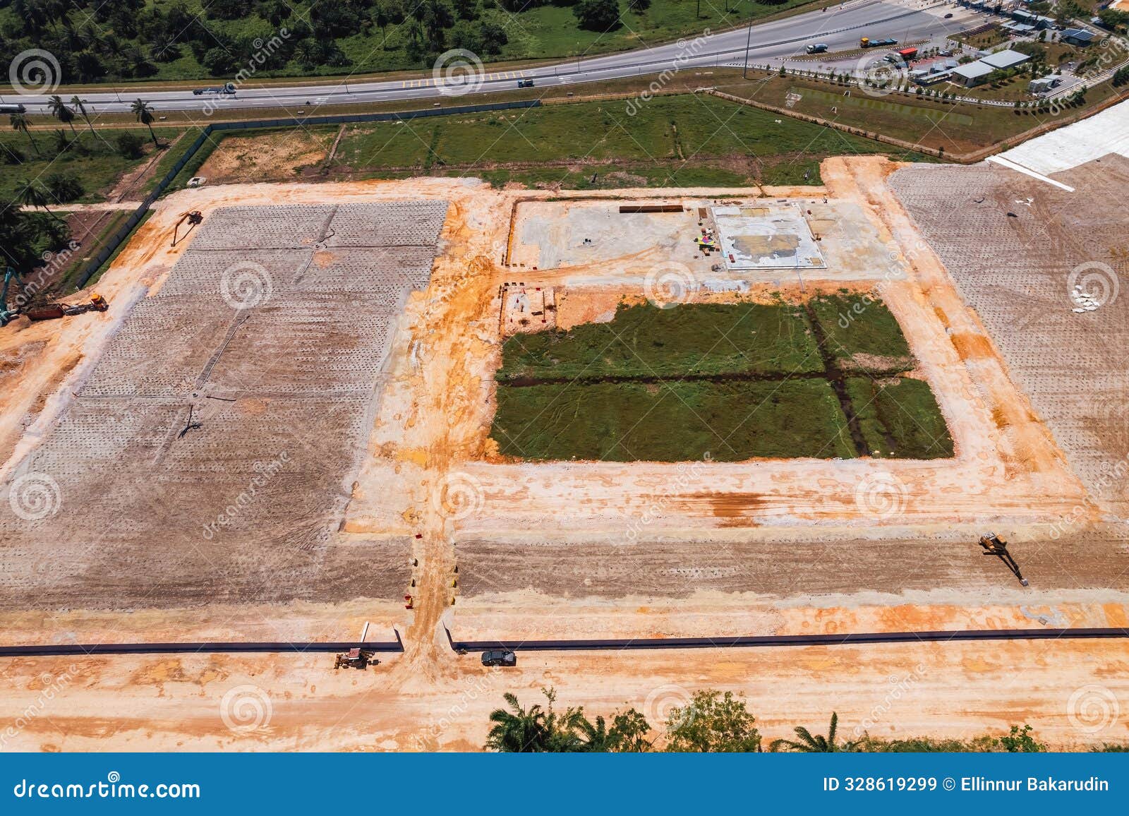 Aerial View of Construction Site Ground Process, Showing Progress in ...