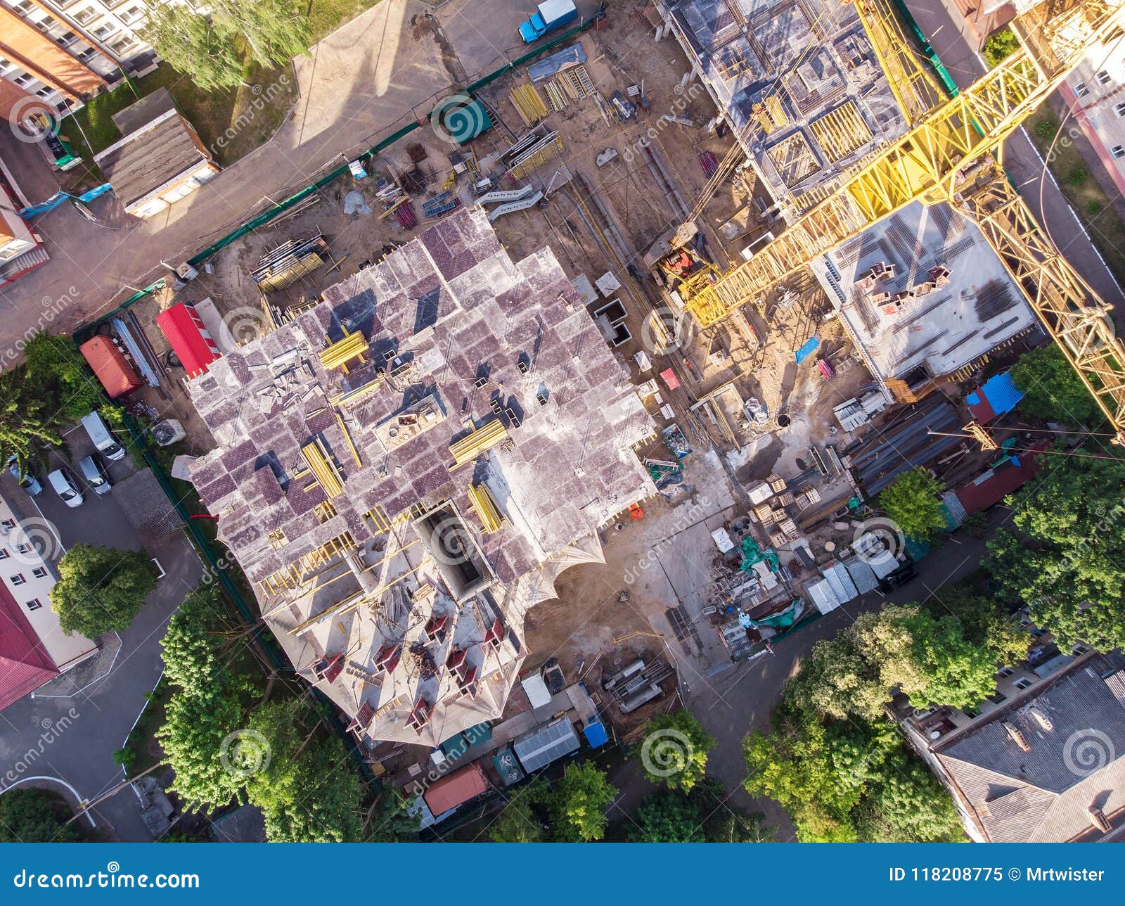 Aerial View of Construction Site in Progress Stock Image - Image of ...