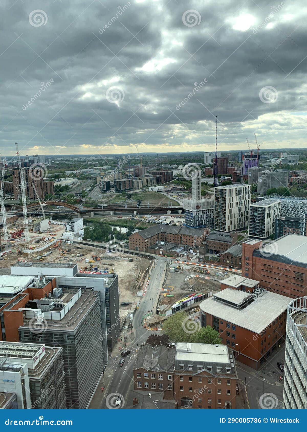Aerial View of Construction Work with Heavy Machinery in Manchester ...