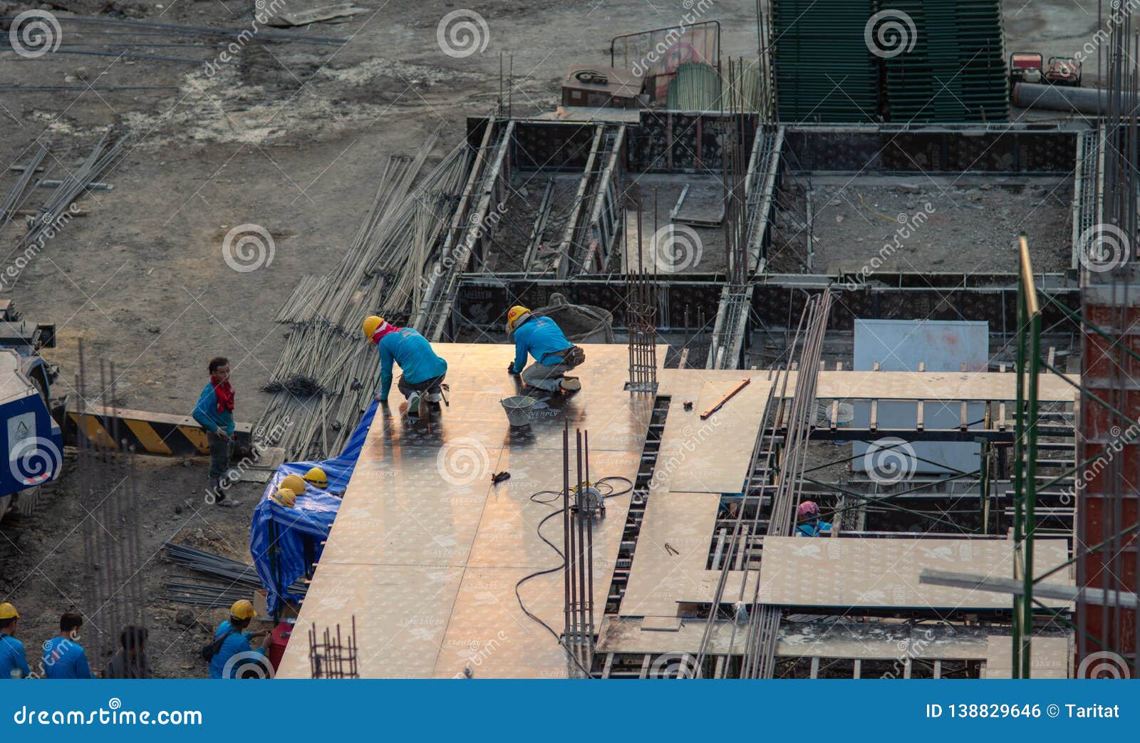 Authentic Construction Worker Busy on the Positioning of Formwork ...