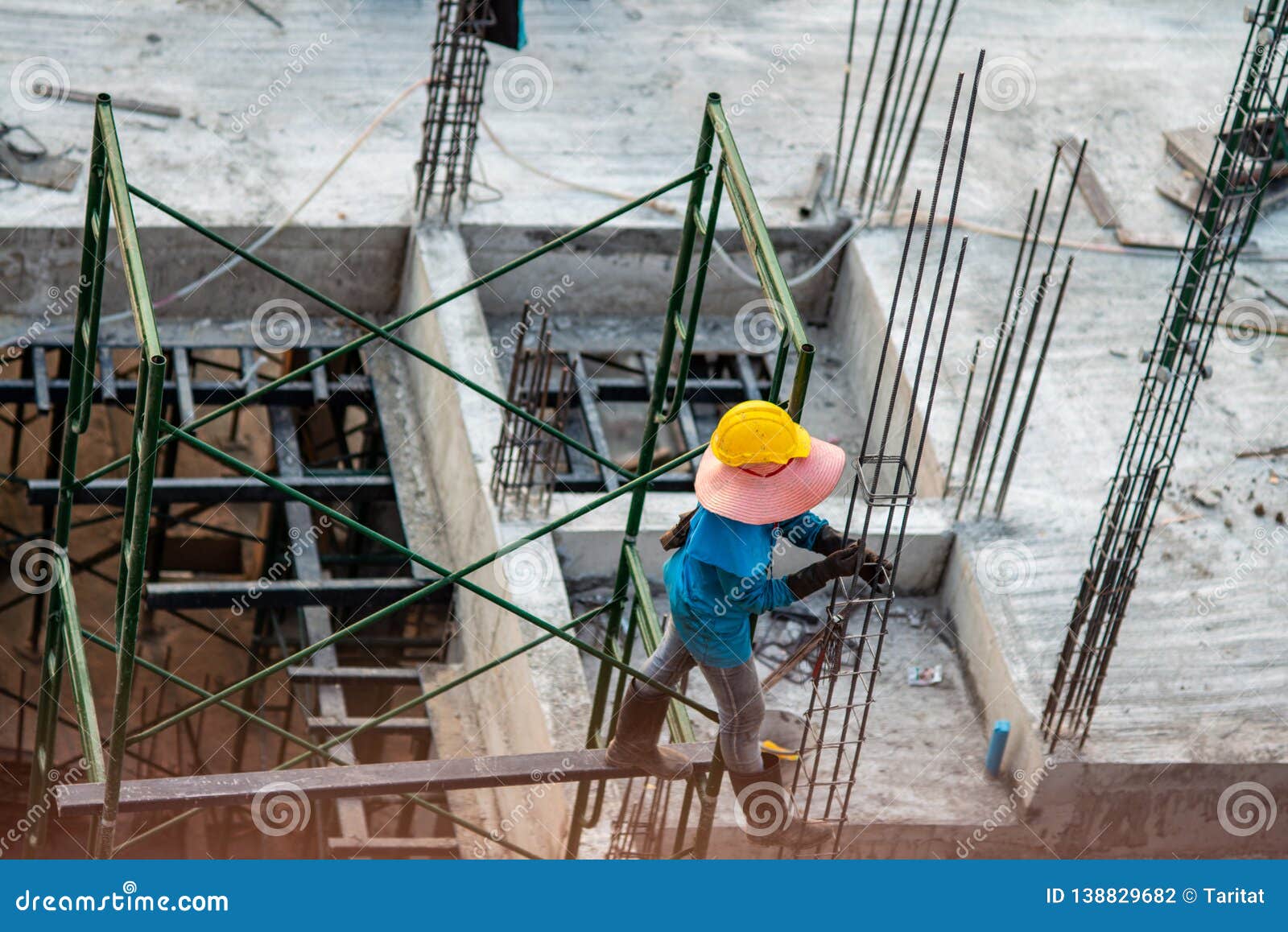 Authentic Construction Worker Busy on the Positioning of Formwork ...