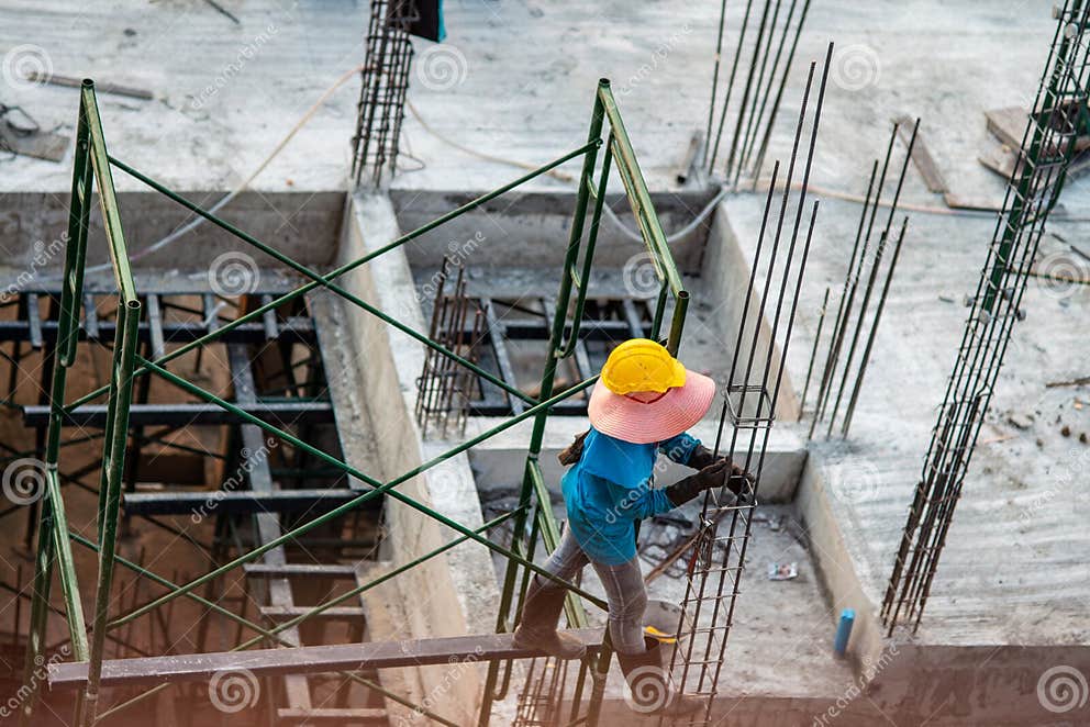 Authentic Construction Worker Busy on the Positioning of Formwork ...