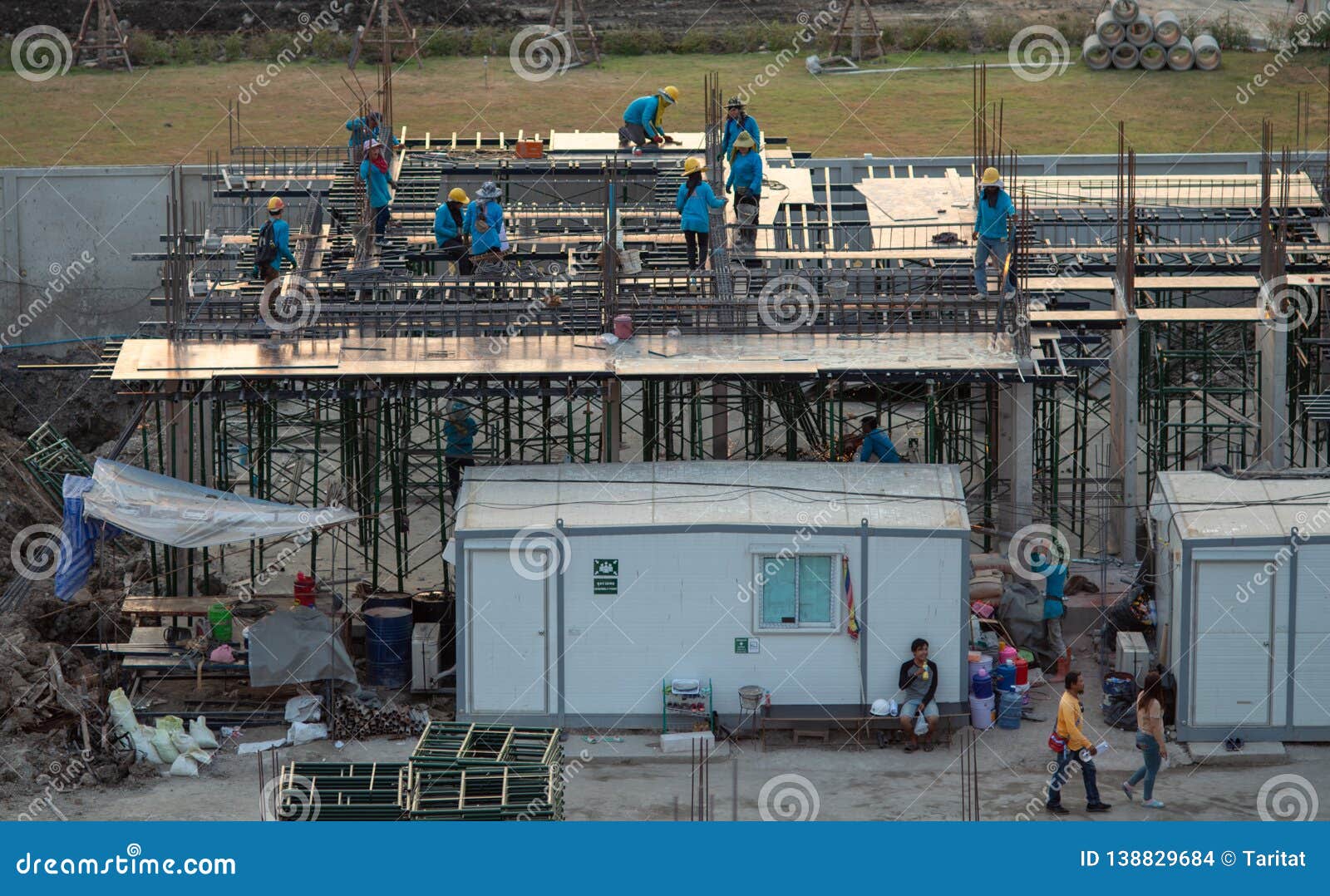 Authentic Construction Worker Busy on the Positioning of Formwork ...