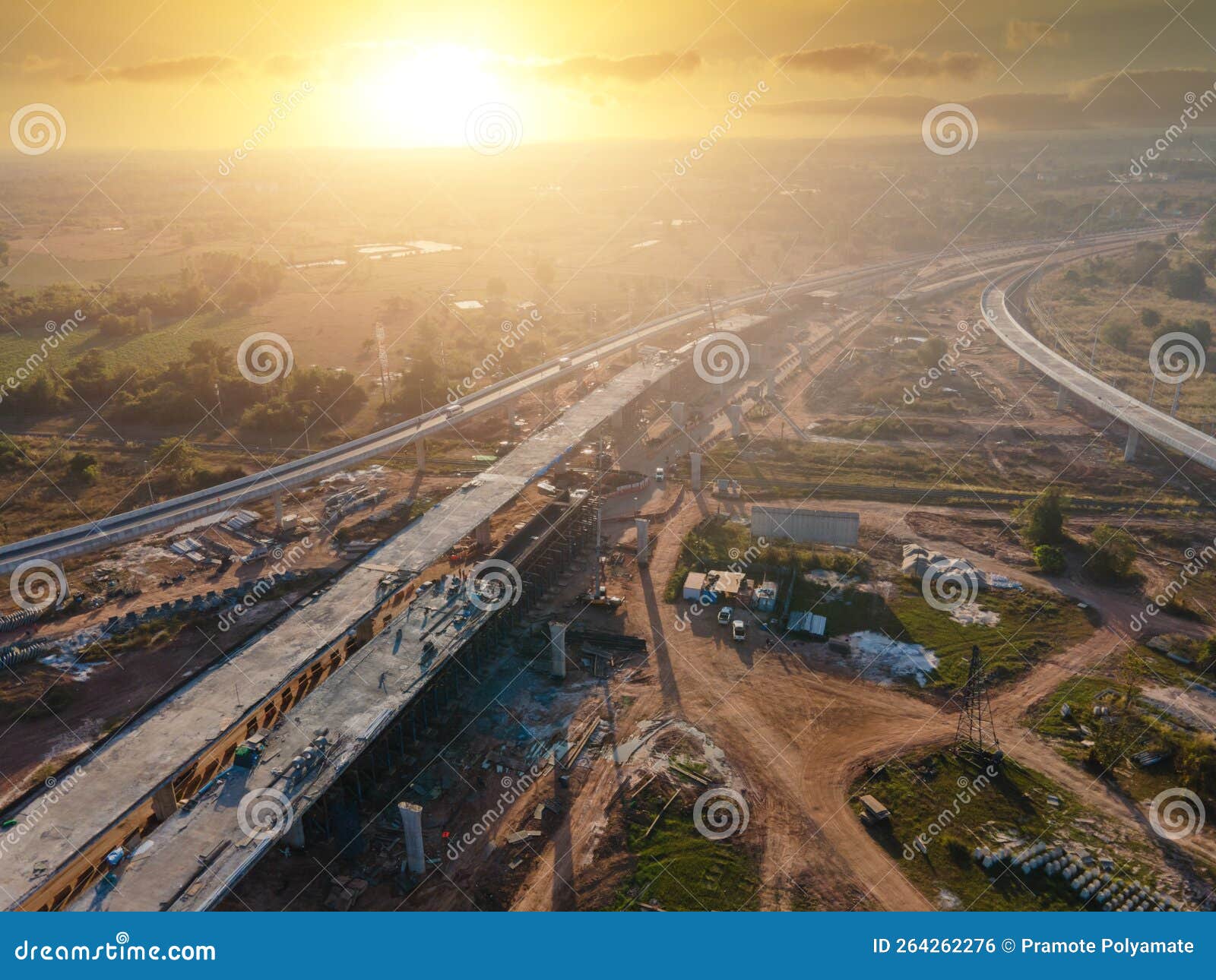 Aerial View of Constuction Concrete Expressway or Concrete Road ...