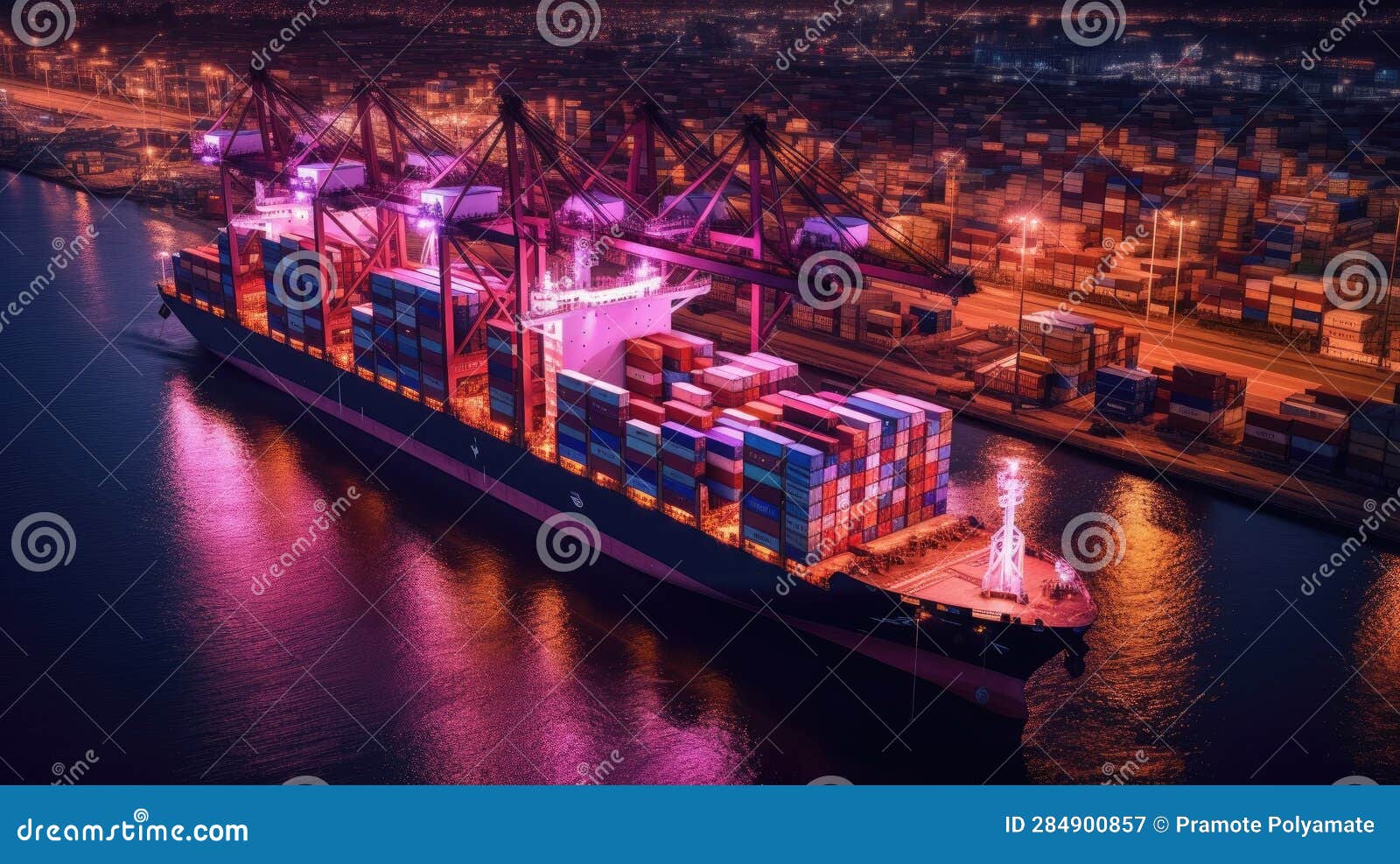 Aerial View of Container Cargo Ship at the Pier. Generative Ai Stock ... Aerial View of Container Cargo Ship at the Pier. Generative Ai Stock ...