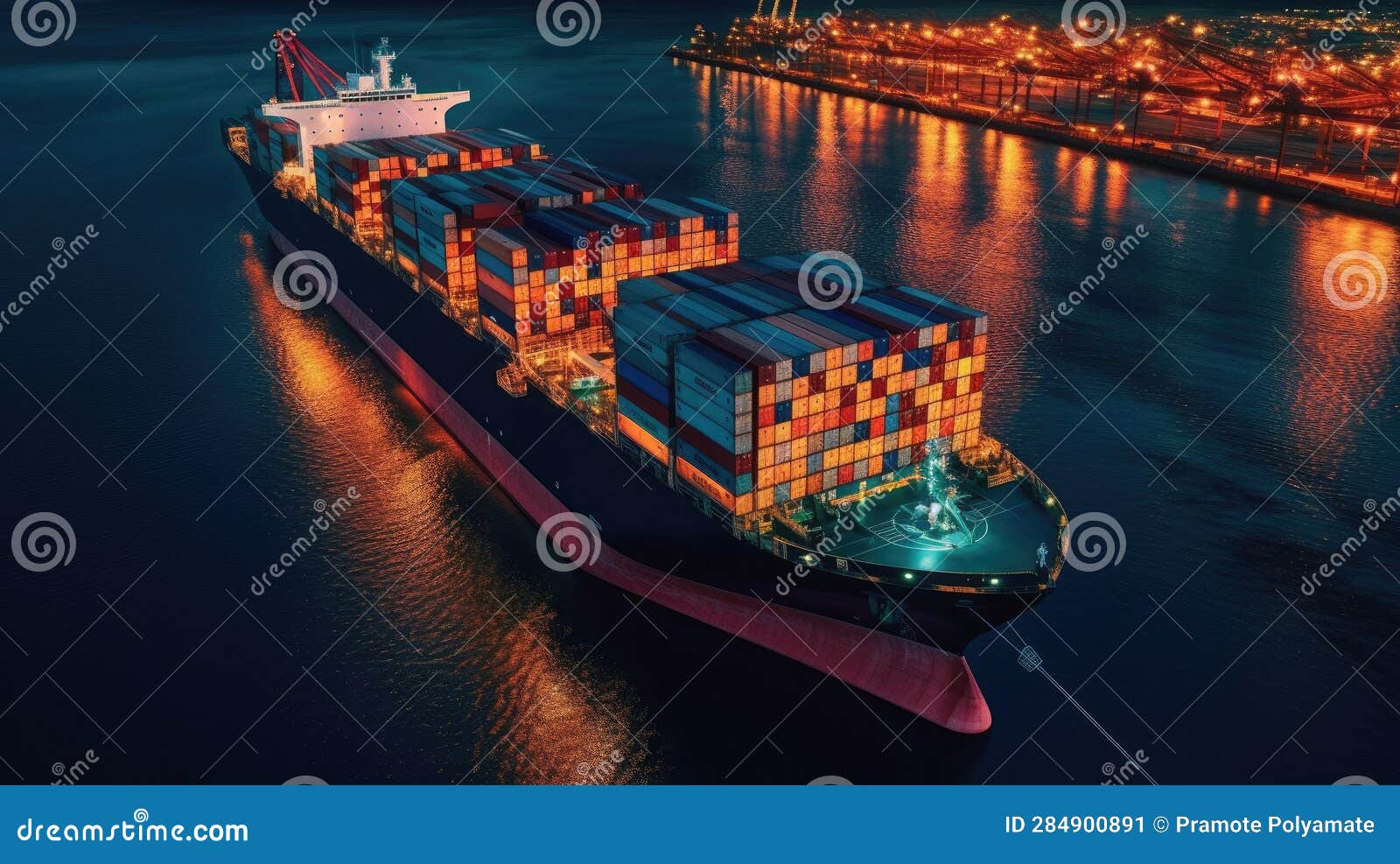 Aerial View of Container Cargo Ship at the Pier. Generative Ai Stock ... Aerial View of Container Cargo Ship at the Pier. Generative Ai Stock ...