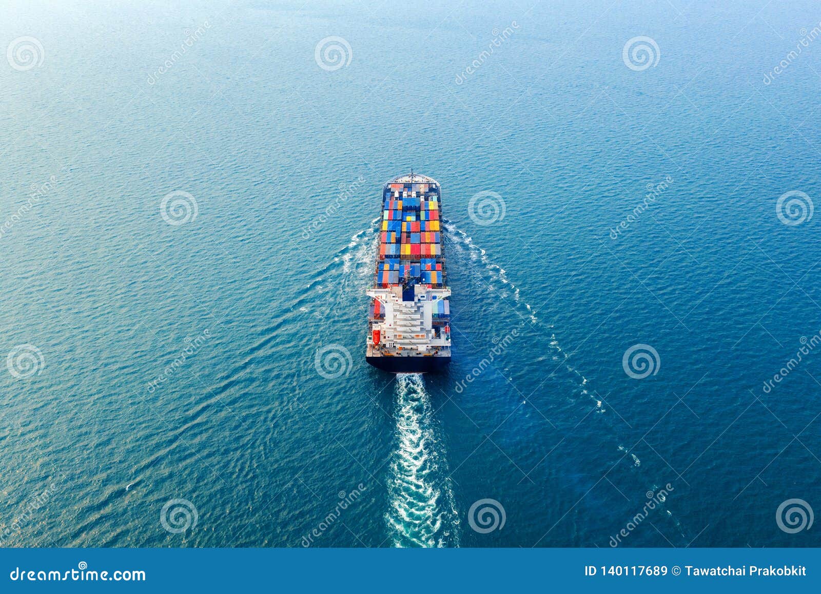 Aerial View of Container Cargo Ship in Sea Stock Image - Image of dock ...
