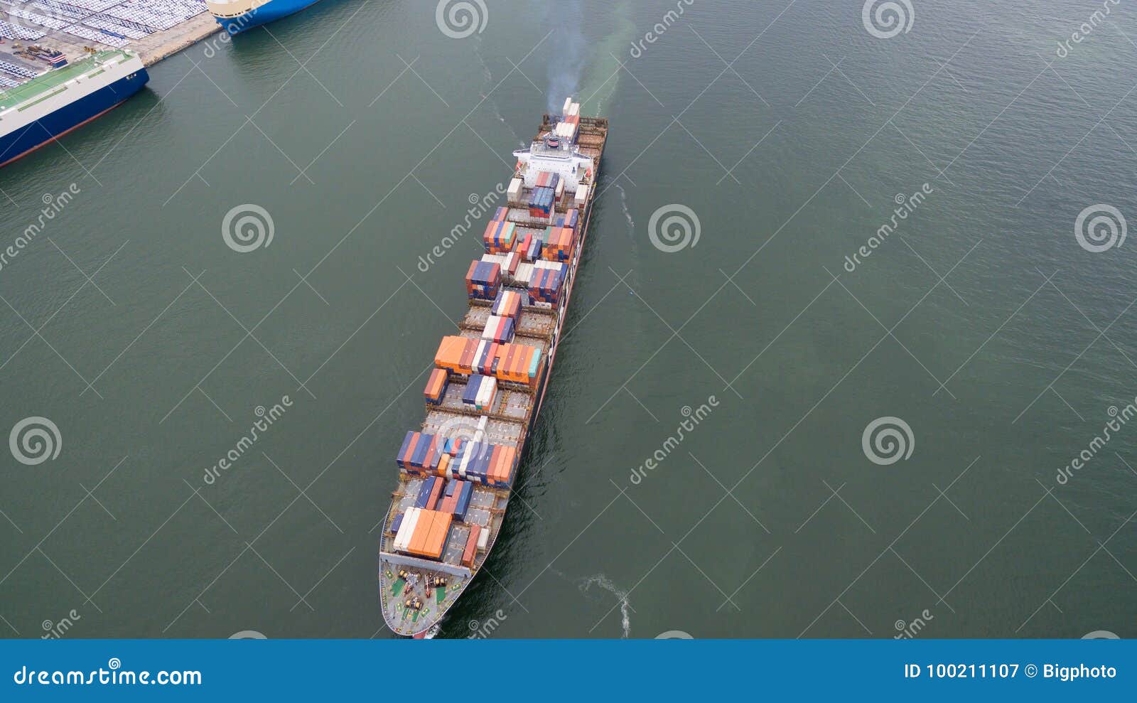 Aerial View of a Container Ship. Stock Image - Image of industrial ...