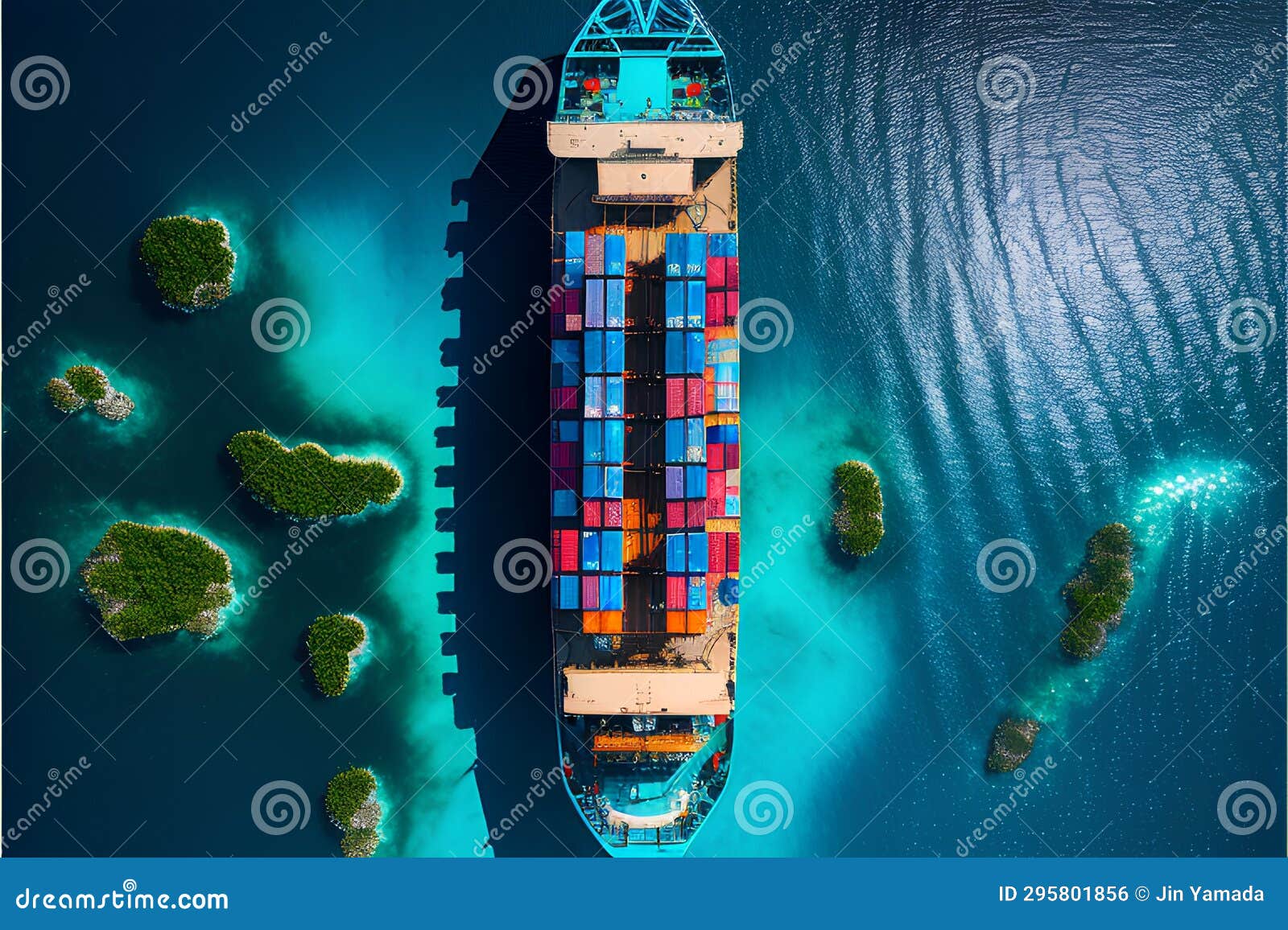 Aerial View of a Container Ship with Cargo Containers in the Ocean ...