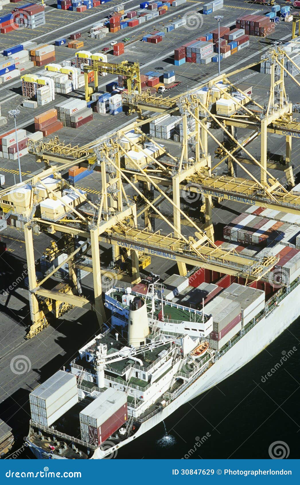 Aerial View Container Ship in Dock Sydney Australia Stock Image - Image ...