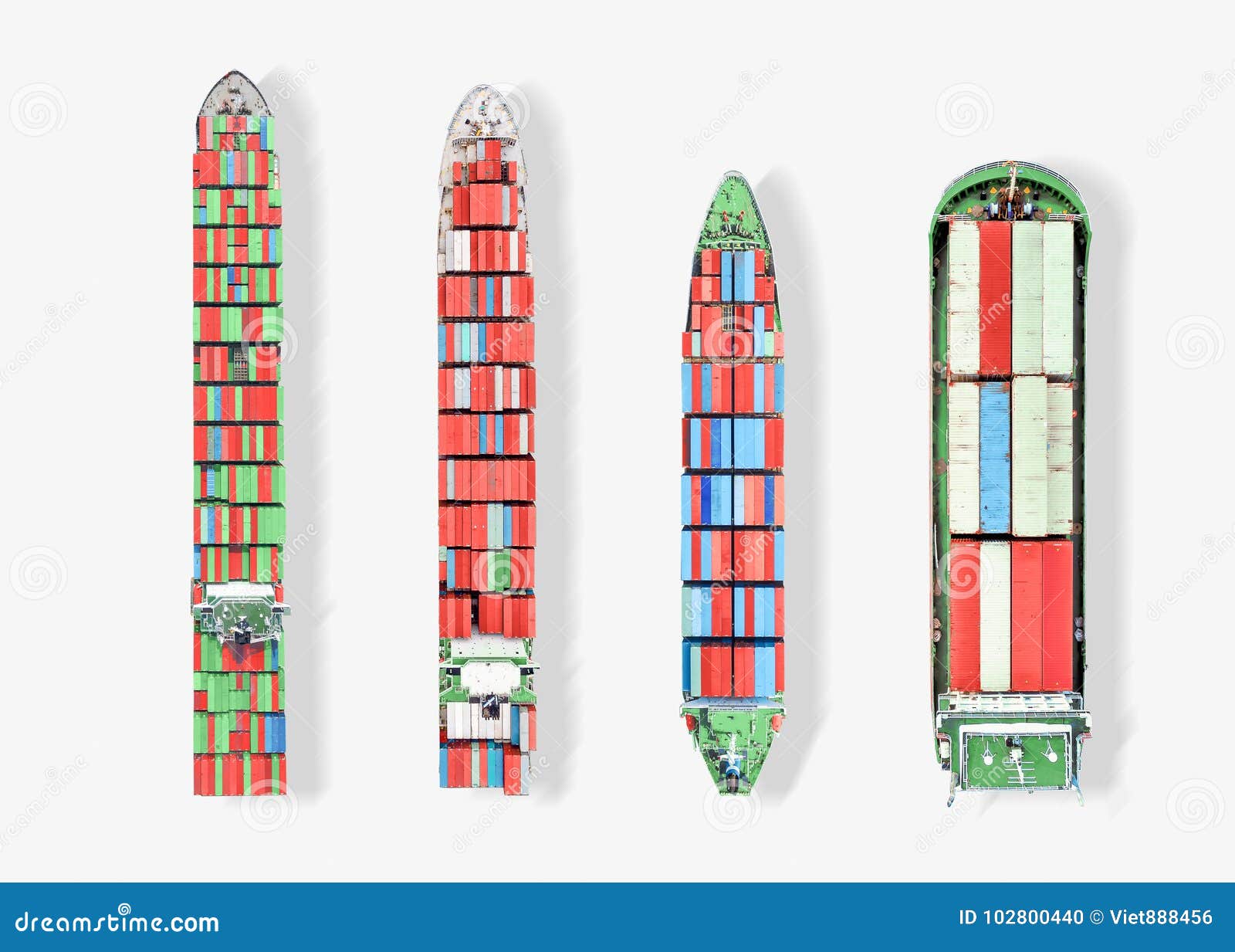 Aerial View Container Ship Isolated on White Background . Stock Photo ...