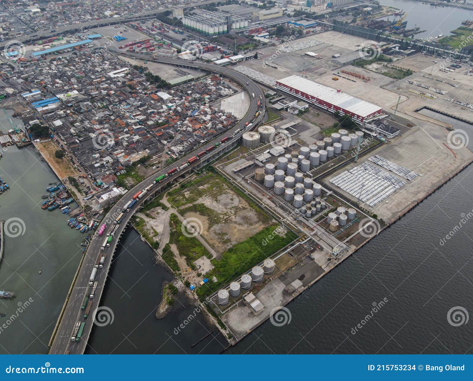 Aerial View of Container Ship Loading and Unloading in Deep Sea Port ...
