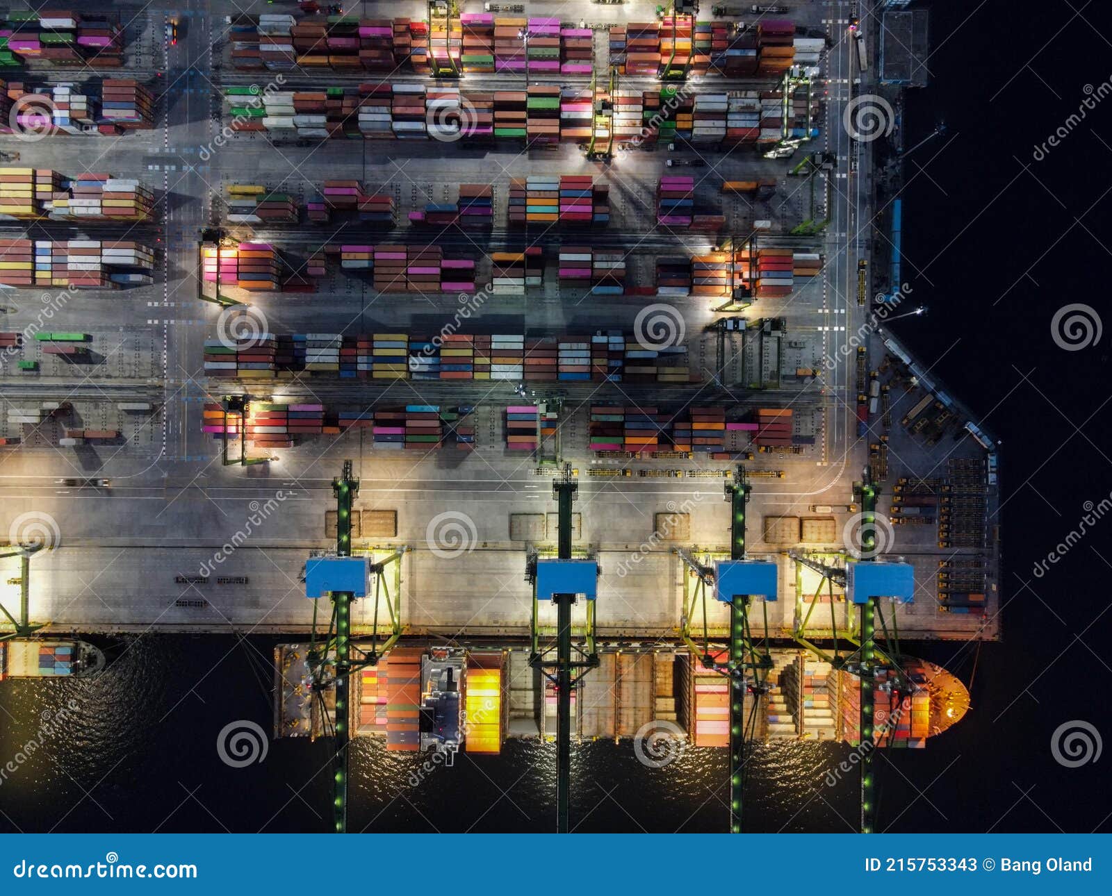 Aerial View of Container Ship Loading and Unloading in Deep Sea Port ...