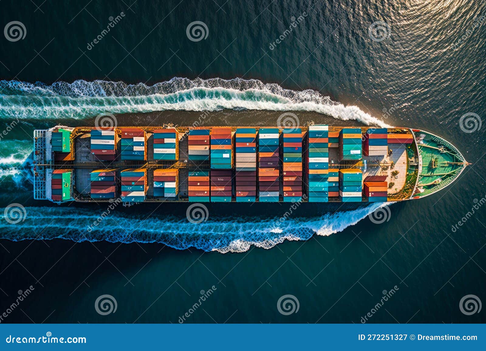 An Aerial View of Container Ship in the Ocean. Generative AI Stock ...