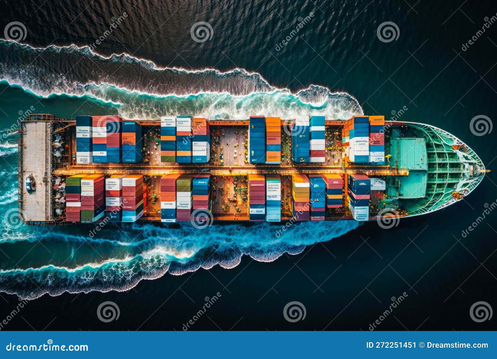 An Aerial View of Container Ship in the Ocean. Generative AI Stock ...