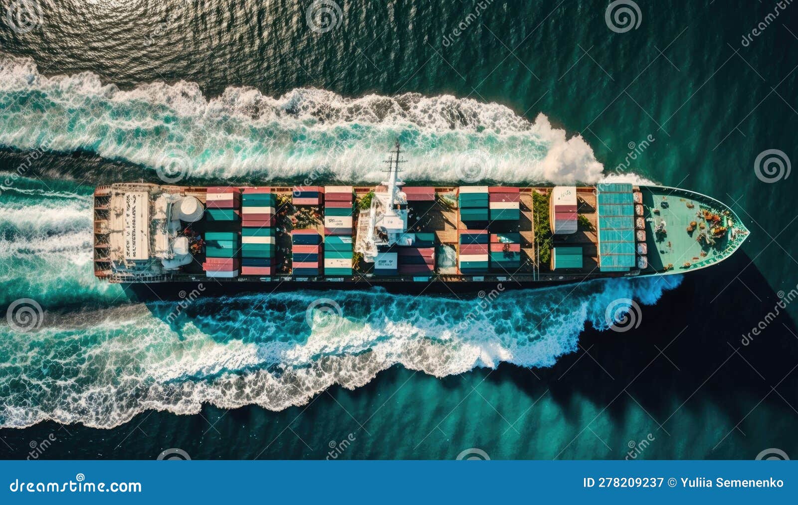 Aerial View of a Container Ship in the Ocean. Top View Stock ...