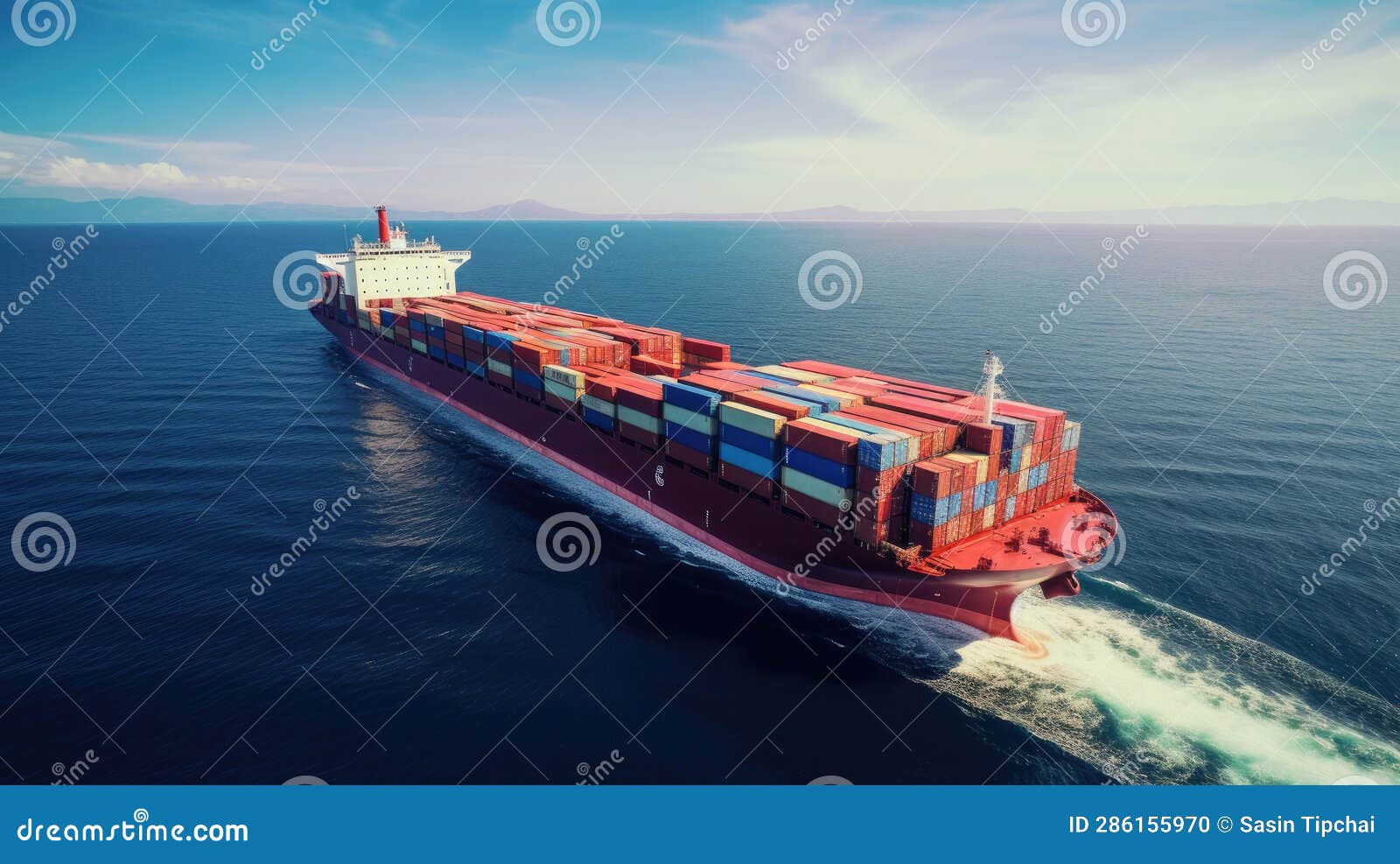 Aerial View Container Ship In Port At Container Terminal Port, Ship Of ...