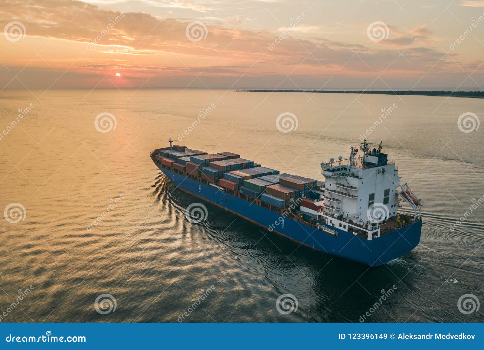 Container Ship Sailing in Sea Stock Image - Image of trade, sailing ...
