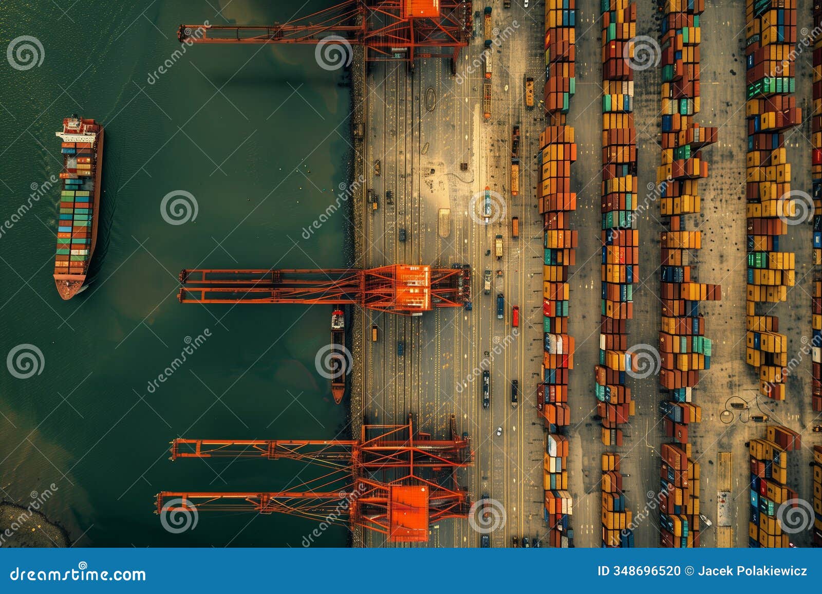 Aerial View of a Container Ship Terminal. Stock Illustration ...