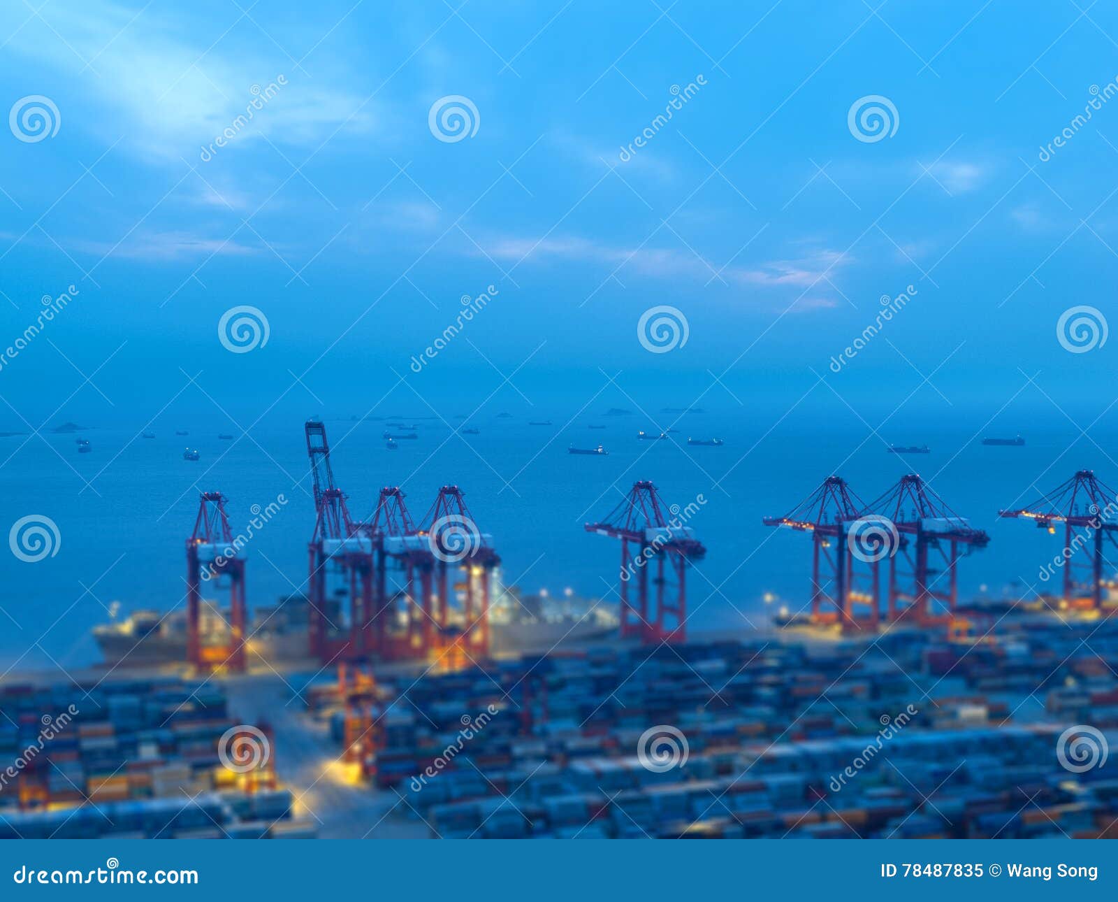 Aerial View of Container Terminal Stock Image - Image of large ...
