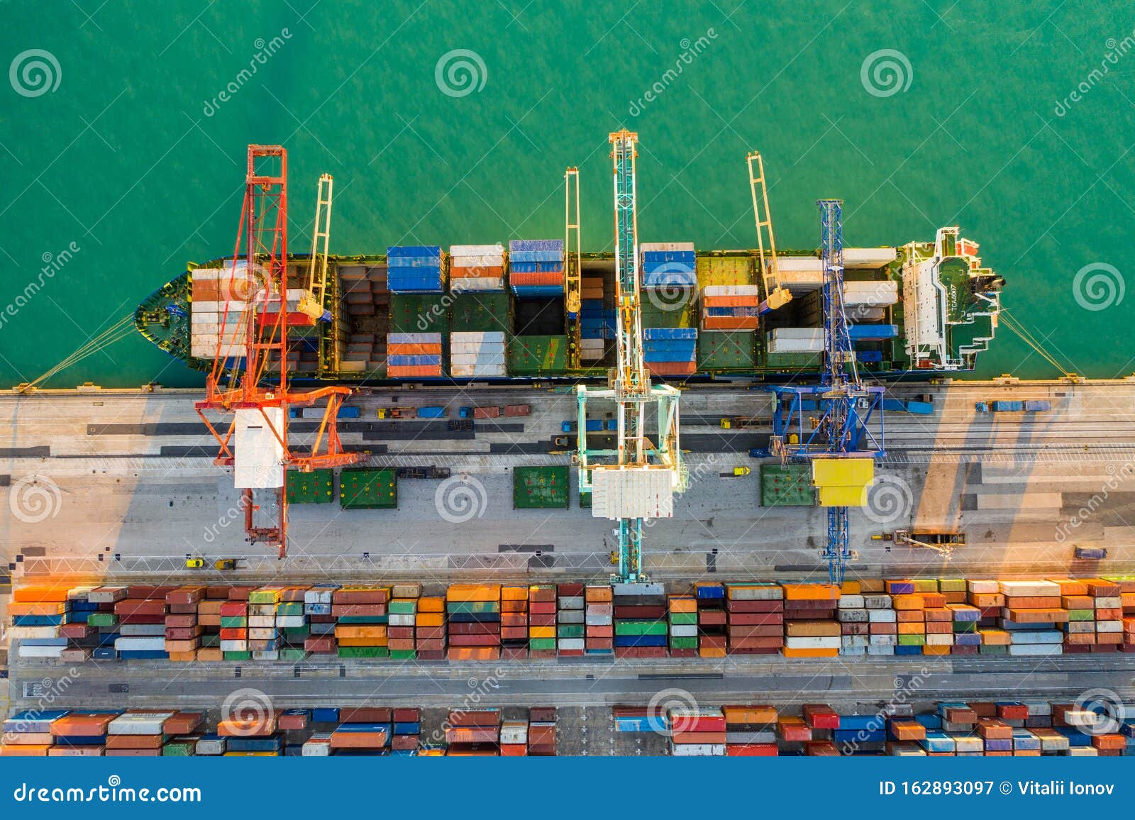 Aerial View of the Container Terminal of the Seaport of the City of ...