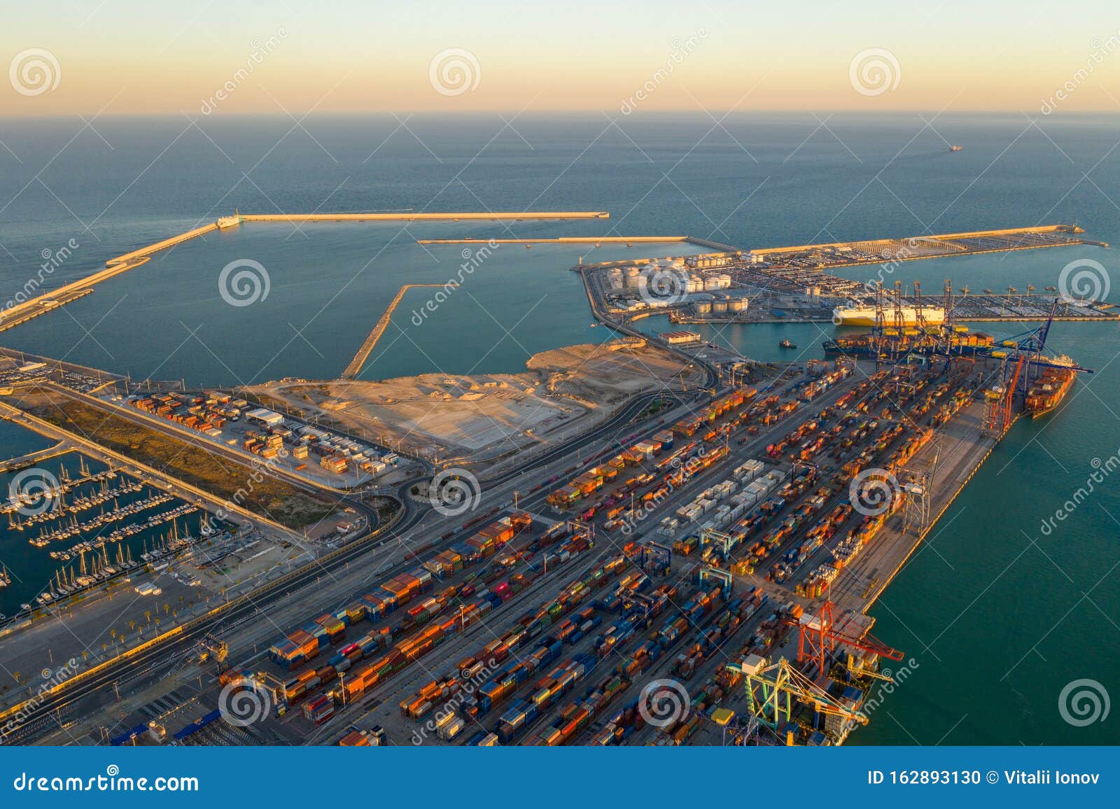 Aerial View of the Container Terminal of the Seaport of the City of ...