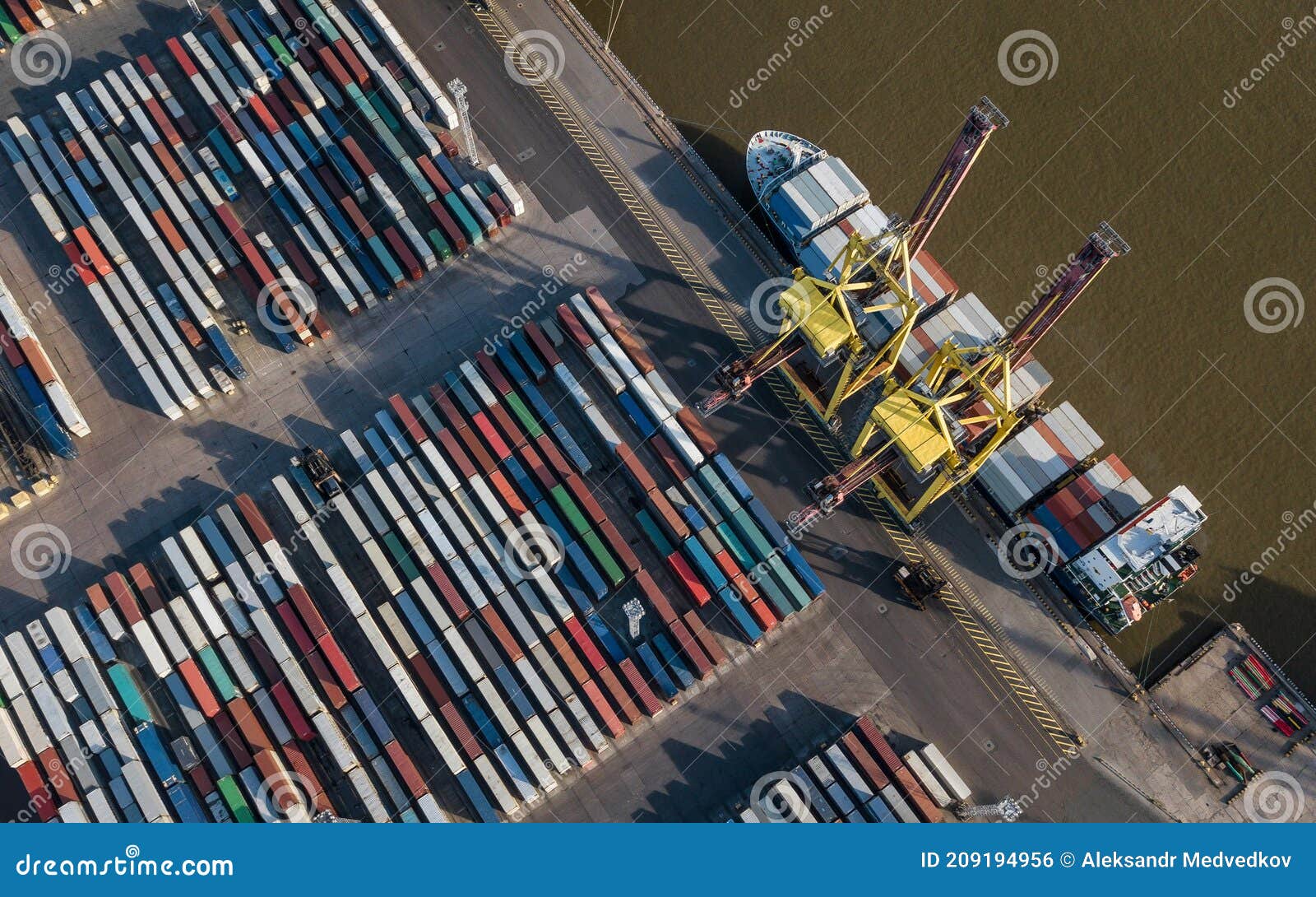 Aerial View of Container Terminal Stock Photo - Image of heavy ...