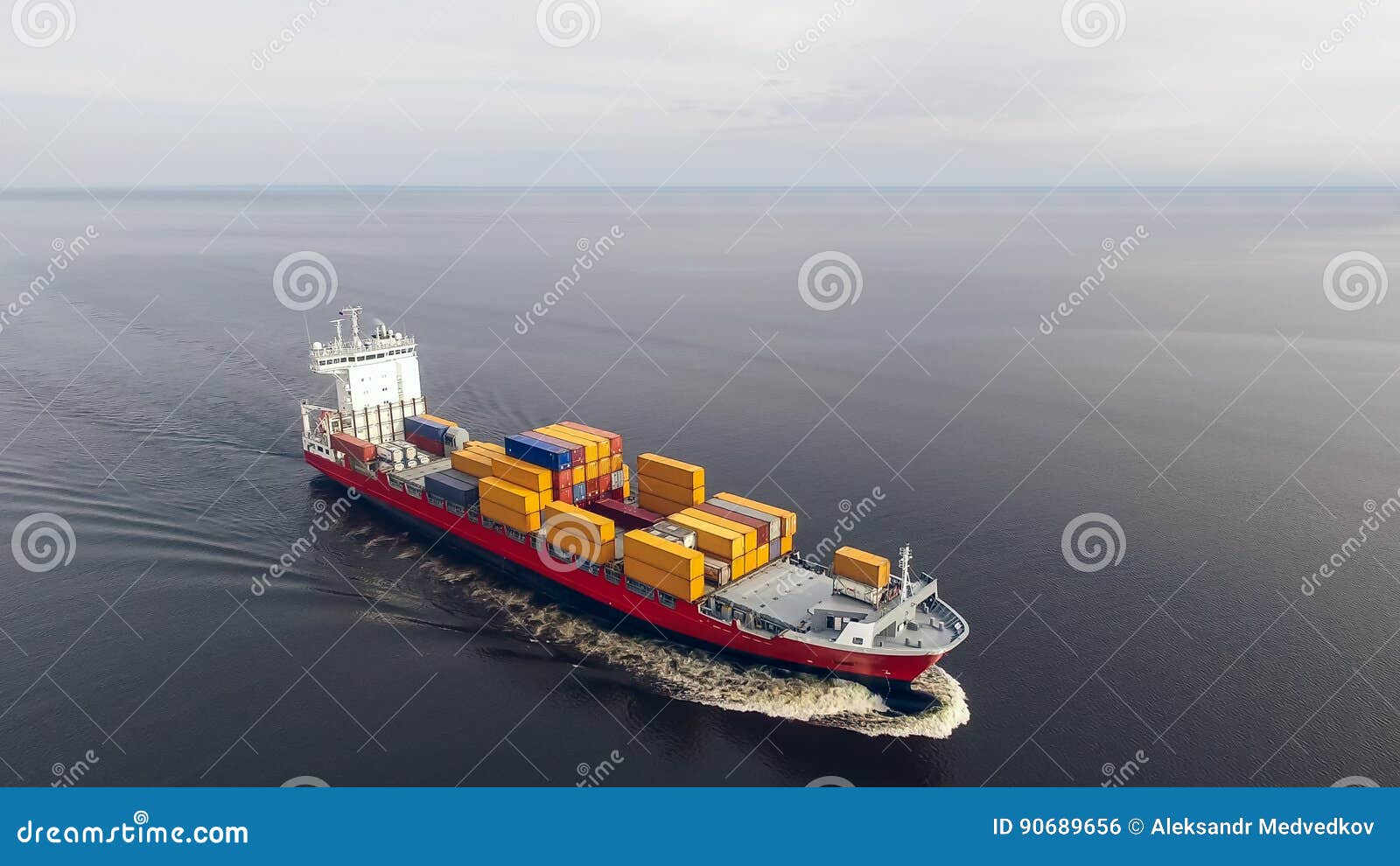 Aerial View of Container Vessel Sailing in the Sea Stock Photo - Image ...