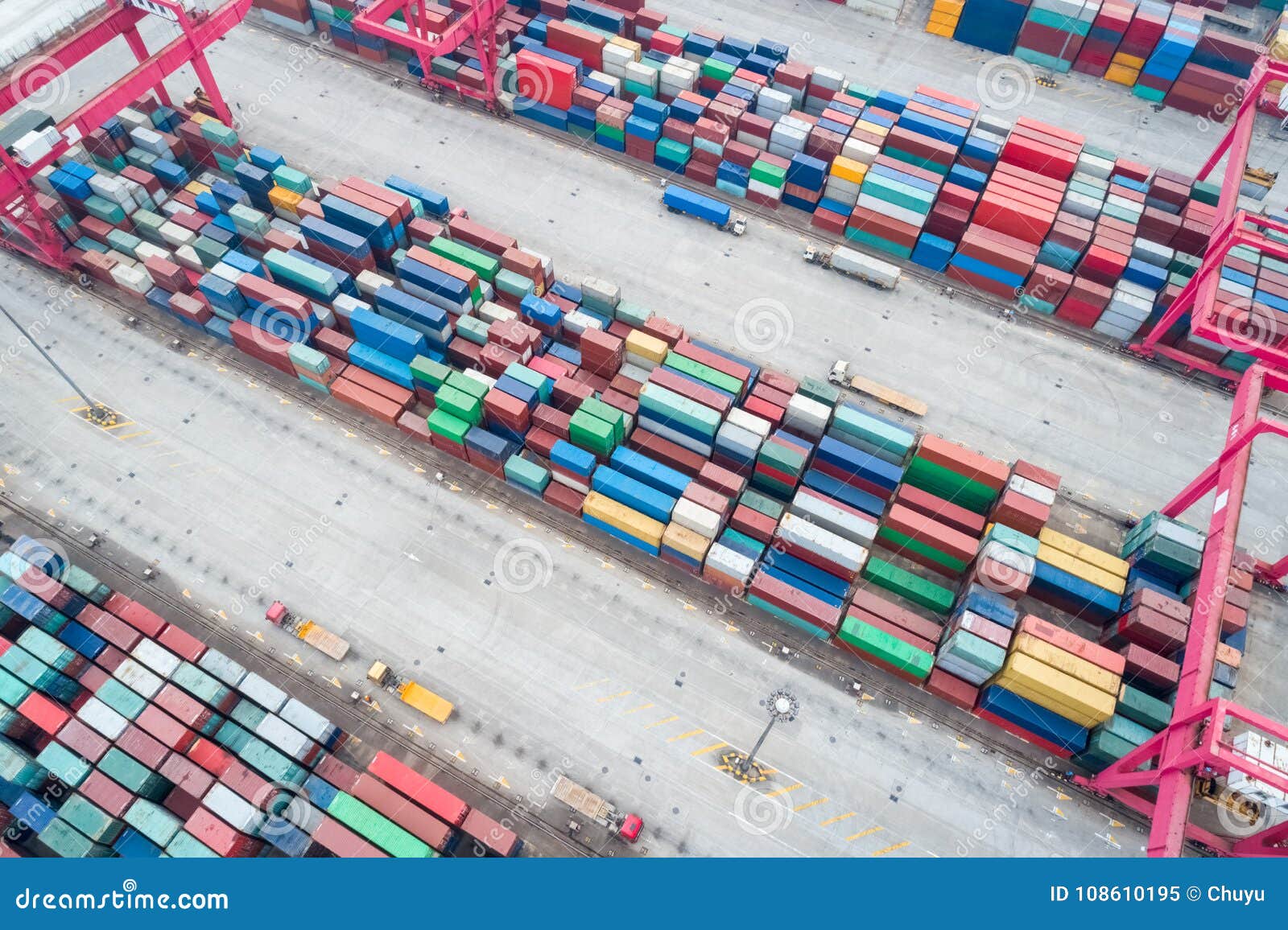 Container Yard Operation Activity, Reach Stacker Load Container Onto ...