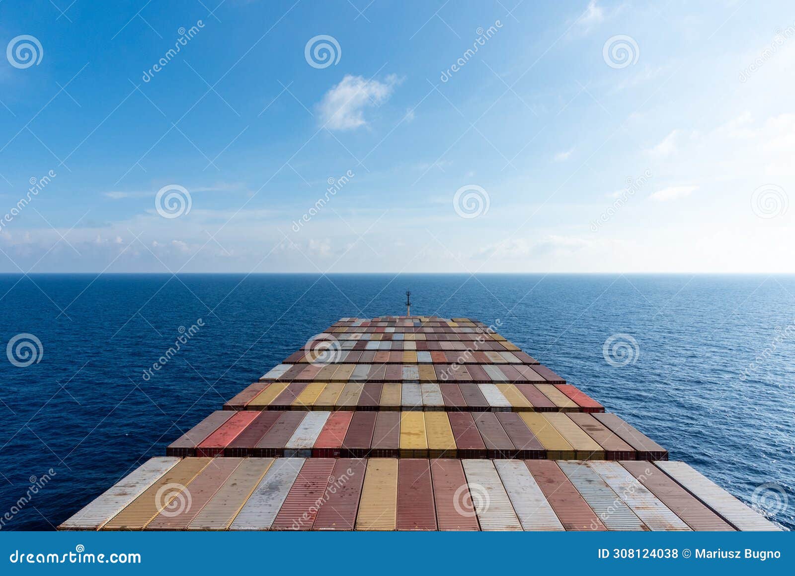Aerial View on the Containers Loaded on Deck of the Large Cargo Ship ...