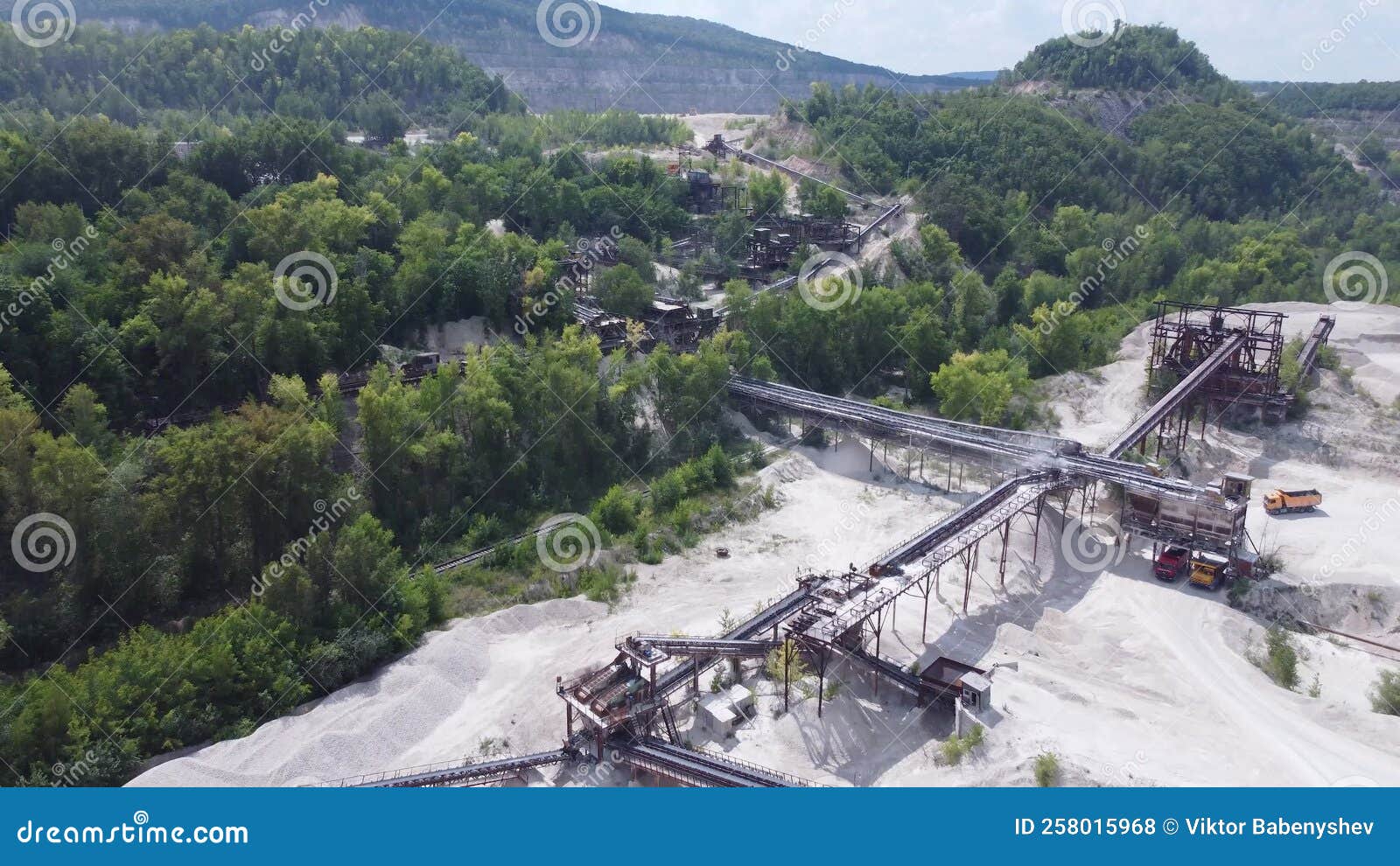 Aerial View of Conveyor System on the Slope of a Mining Facility. Stock ...