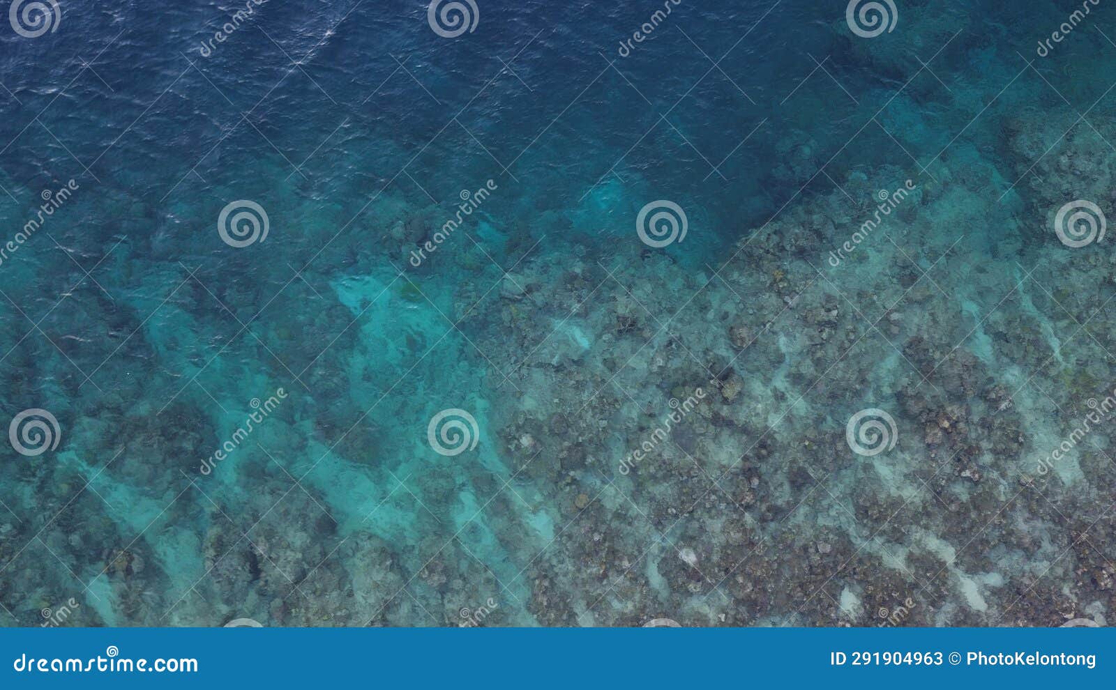 Aerial View of Coral Reef with Blue Sea Stock Image - Image of scenic ...