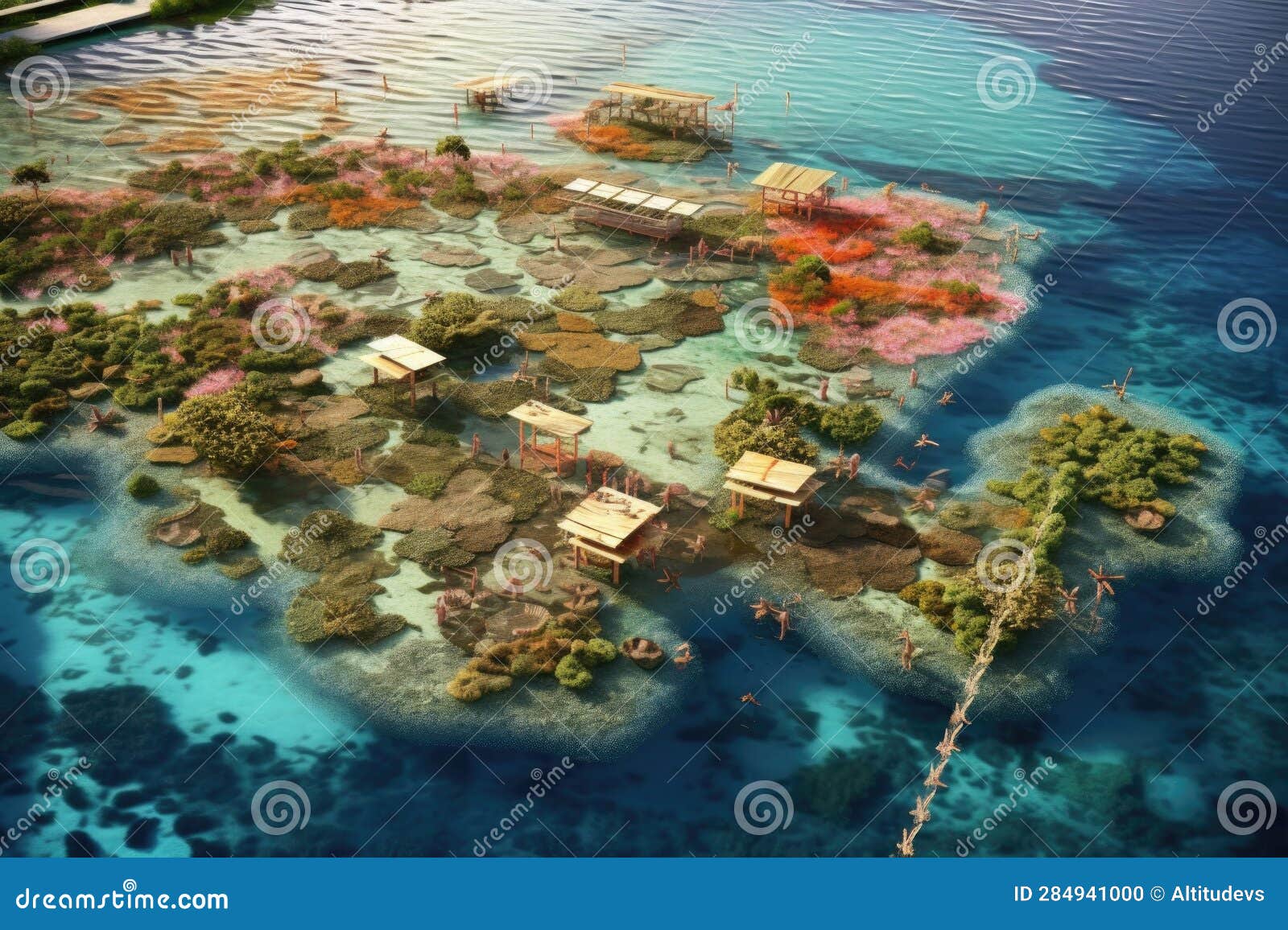 Aerial View of Coral Reef Restoration Project Stock Photo - Image of ...