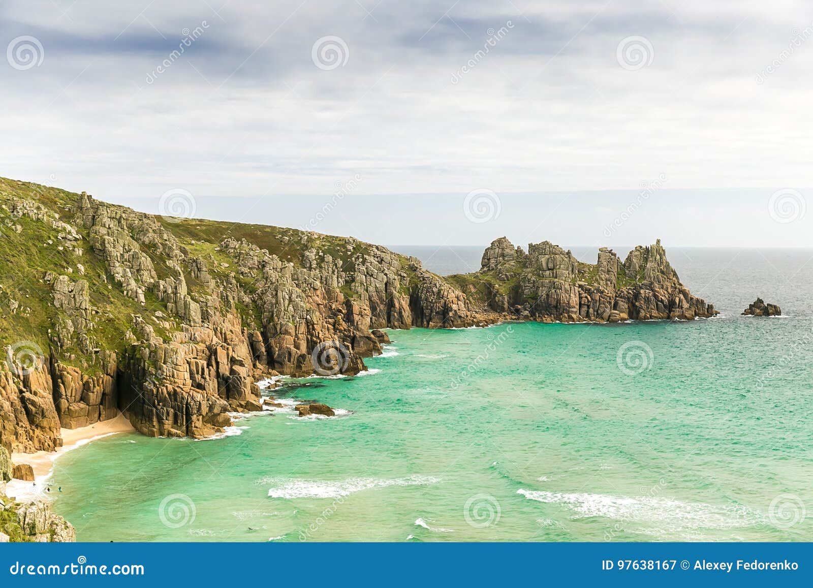 Aerial View of Cornwall Seaside Stock Image - Image of country, sand ...