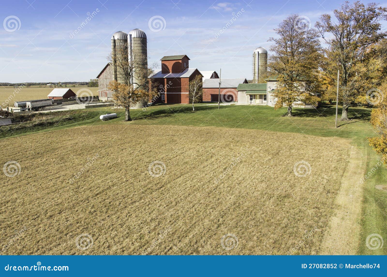 Aerial View of the Country Farm Stock Photo - Image of fall, green ...