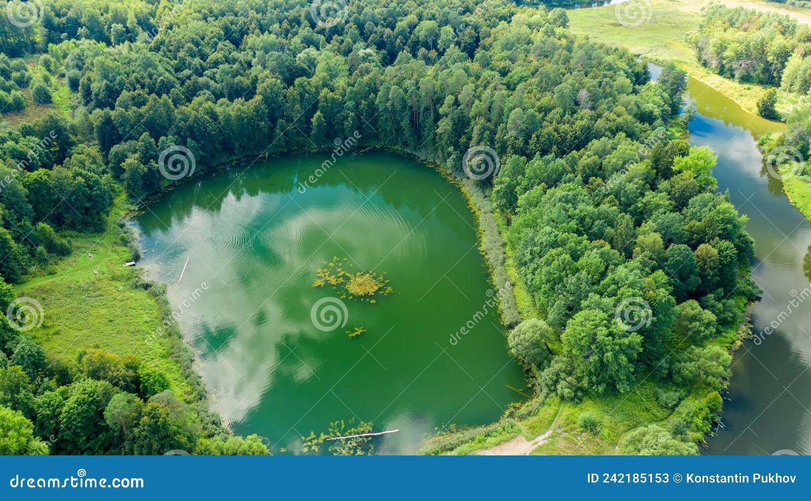 Aerial View of a Circular Lake Stock Image - Image of farmland, horizon ...