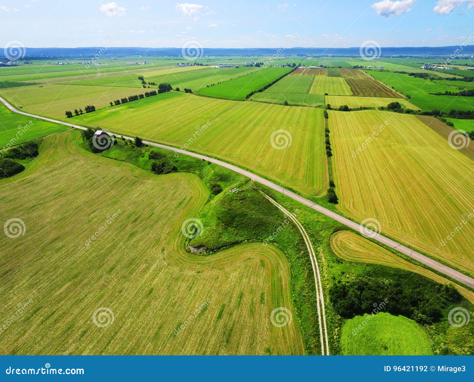 Aerial view of countryside stock photo. Image of high - 96421192