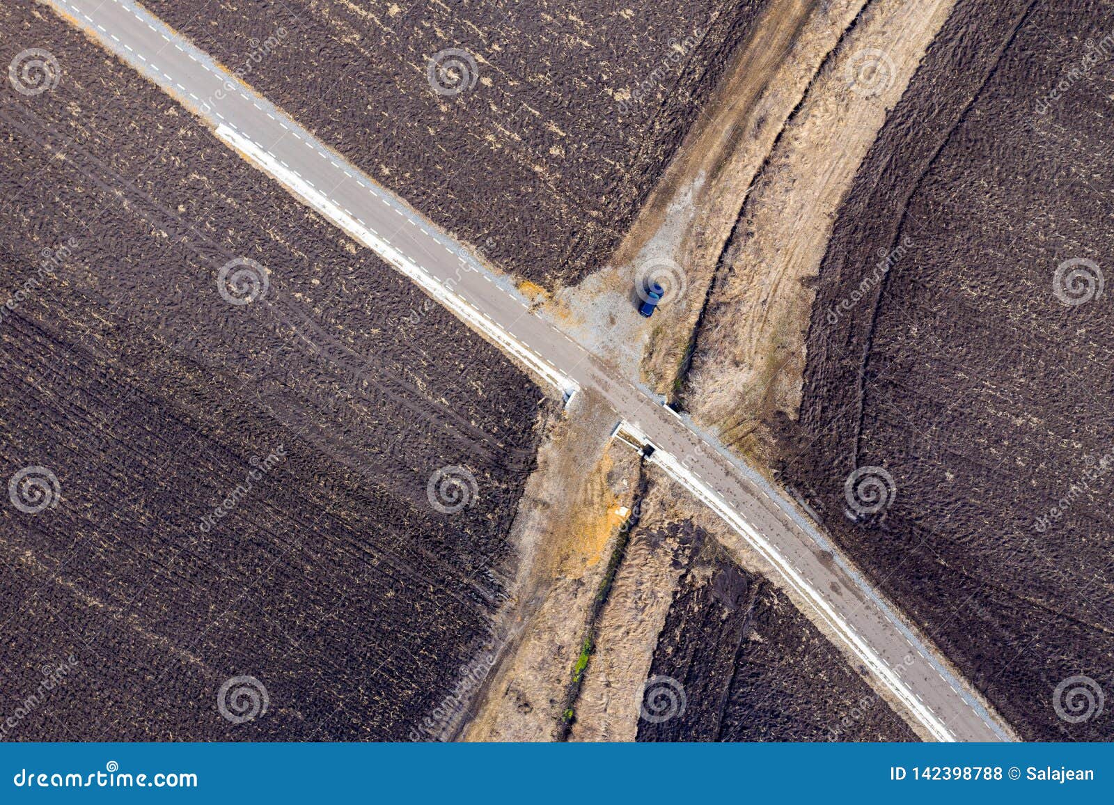 Aerial View of Countryside Road Intersection Stock Photo - Image of ...