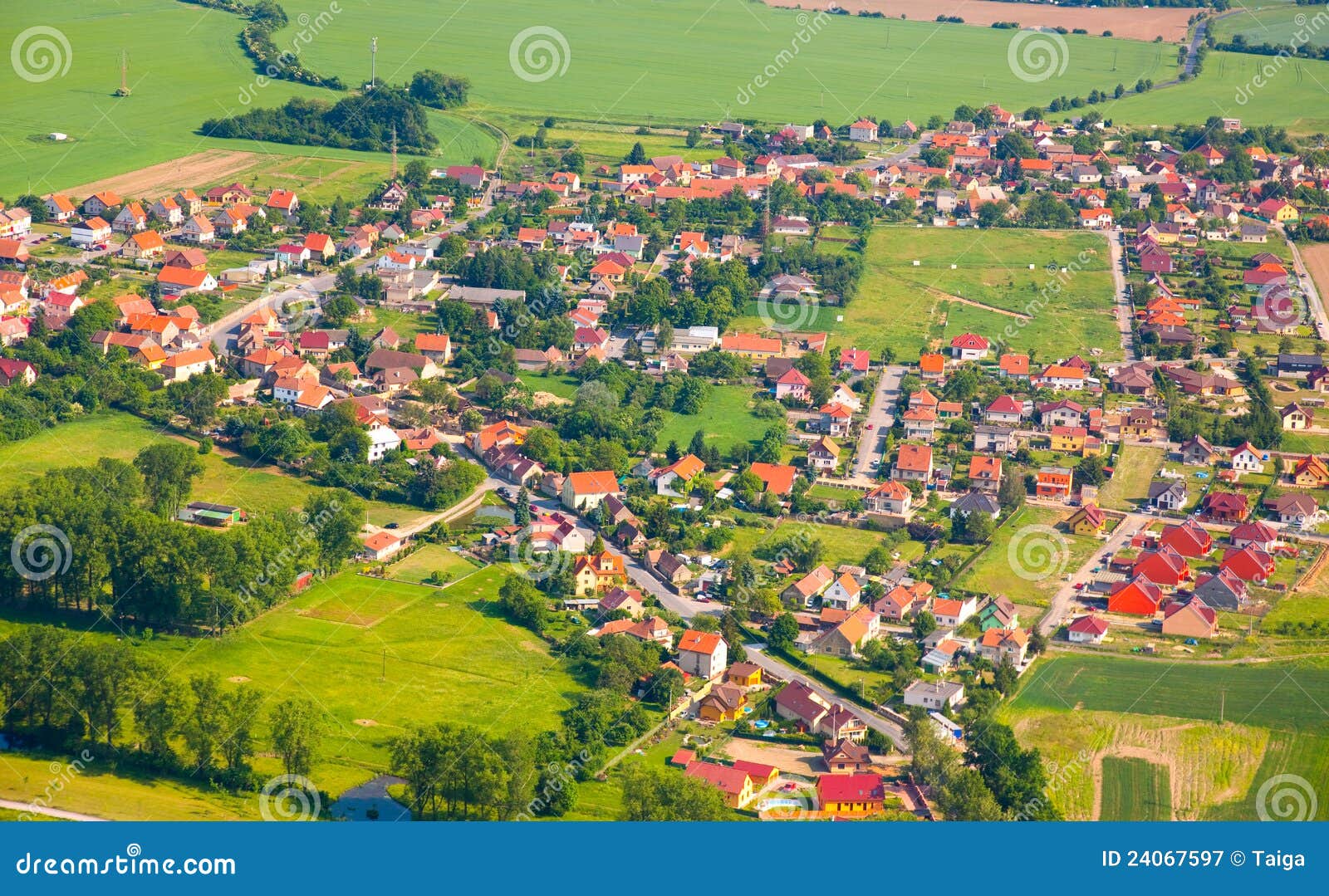 Aerial View Of Countryside With Village Royalty Free Stock Photography ...
