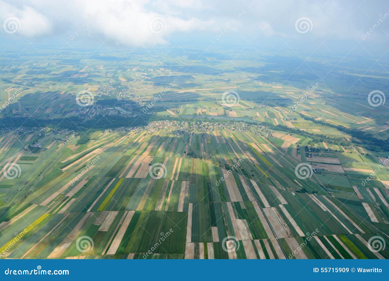 Aerial View of the Countryside with Village and Fields of Crops Stock ...