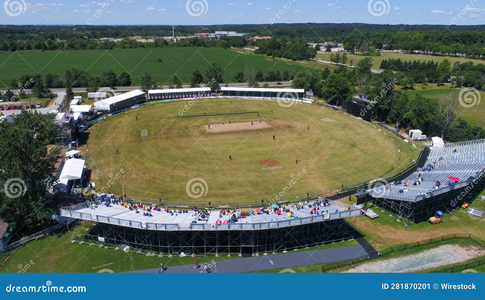 Aerial View of a Cricket Match during a Game in Progress Stock Image ...
