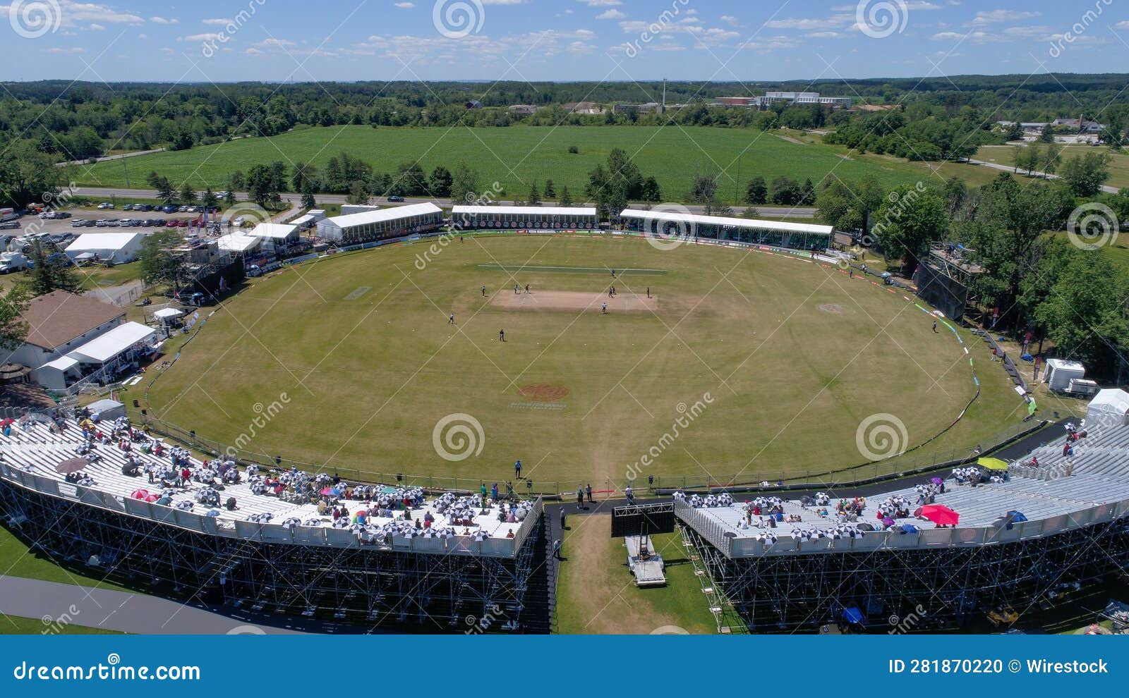 Aerial View of a Cricket Match during a Game in Progress Stock Photo ...